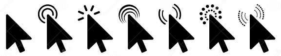 Set of Flat Cursor Icons. Click or Press Cursor Set. Arrow Pointer, Loading, Progress - Vector ...
