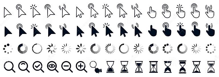 Set Of Flat Cursor Icons In Hand And Arrow Form Mouse Click Cursor Set Arrow And Hand Pointer