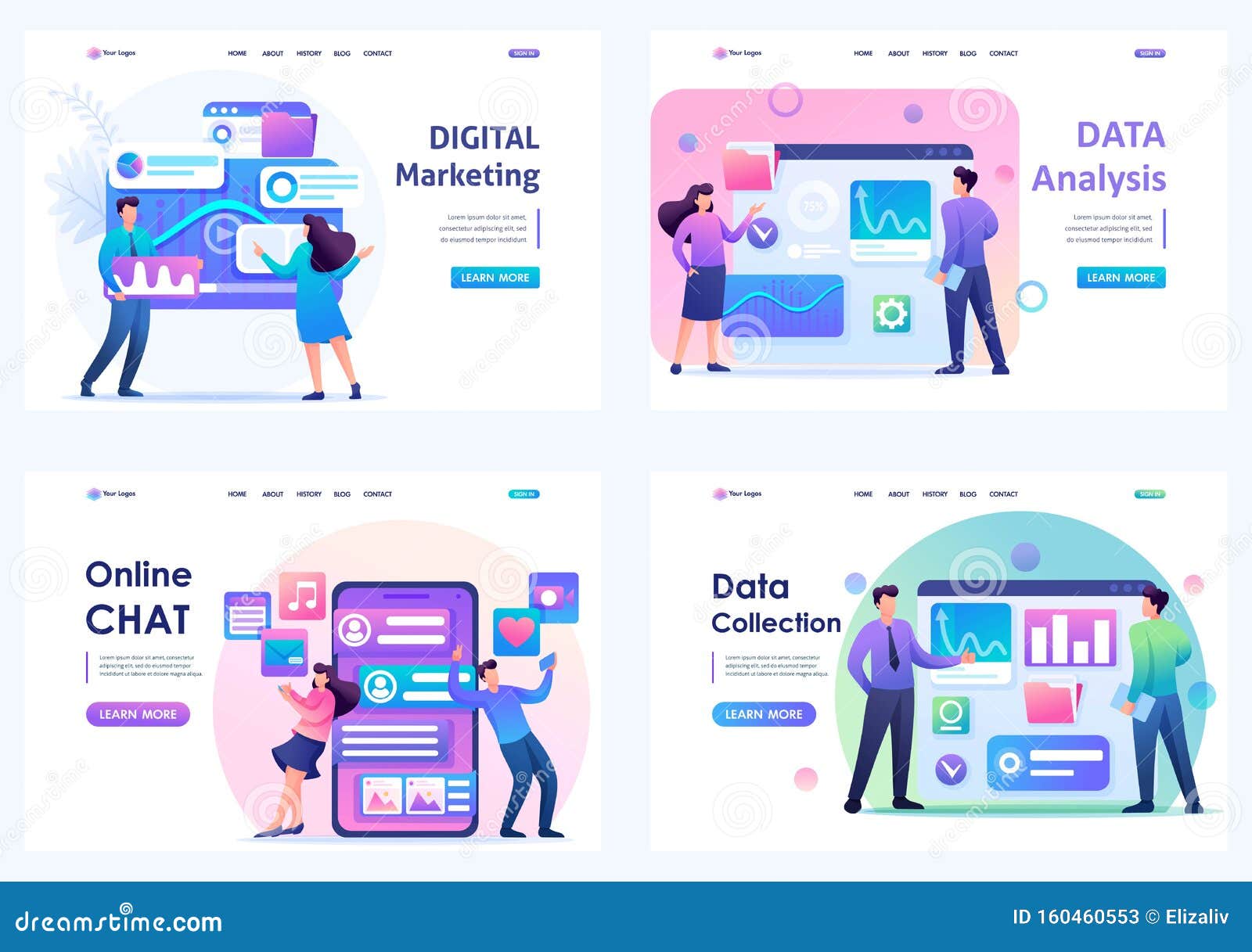 Set Flat 2D Concepts Online Chat, Data Analysis, Data Collection ...