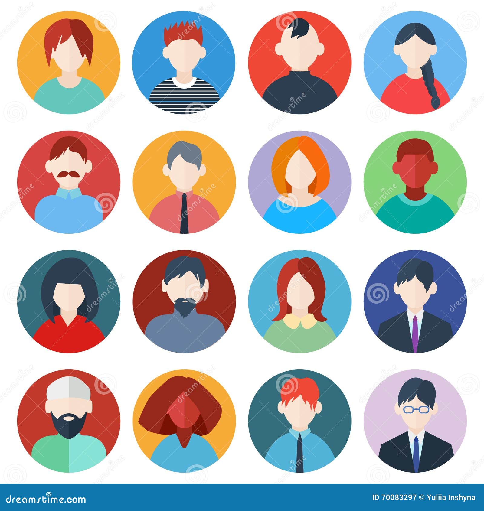 Set of flat design avatars stock vector. Illustration of hipster - 70083297