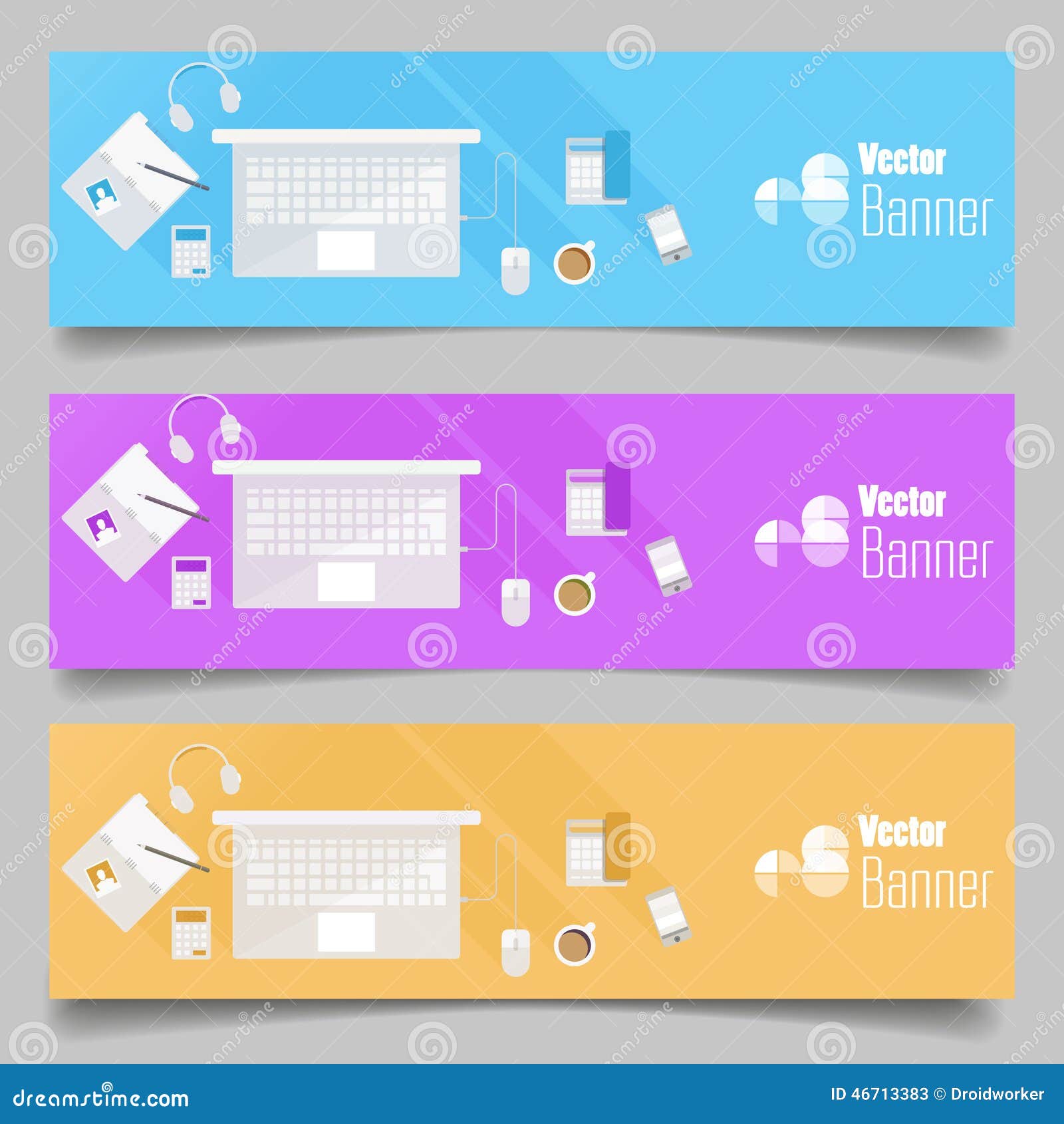 Set of flat design Banners stock vector. Illustration of mobile - 46713383