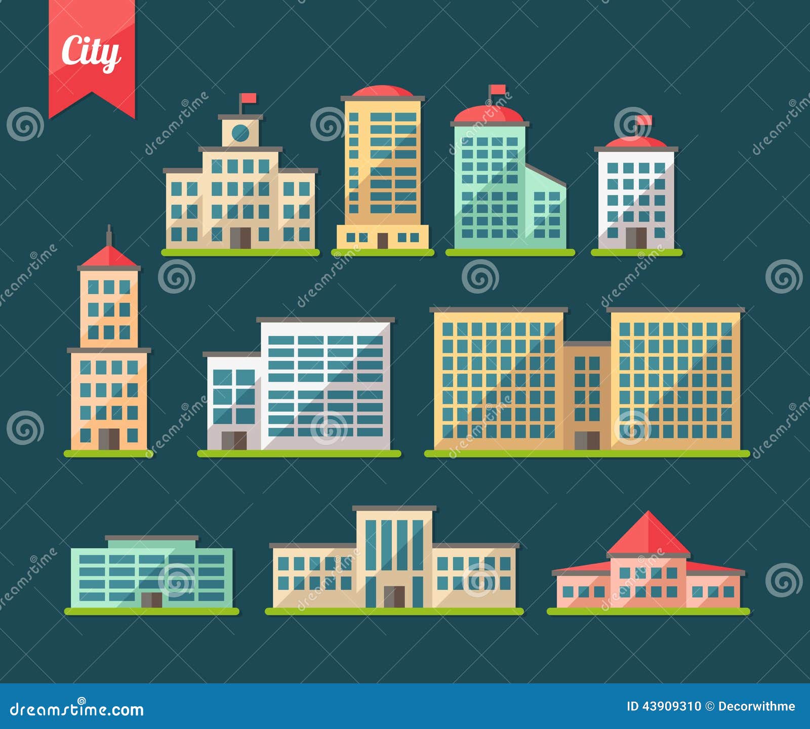 Buildings Icons Set. Separate Elements Of The Architecture Map ...