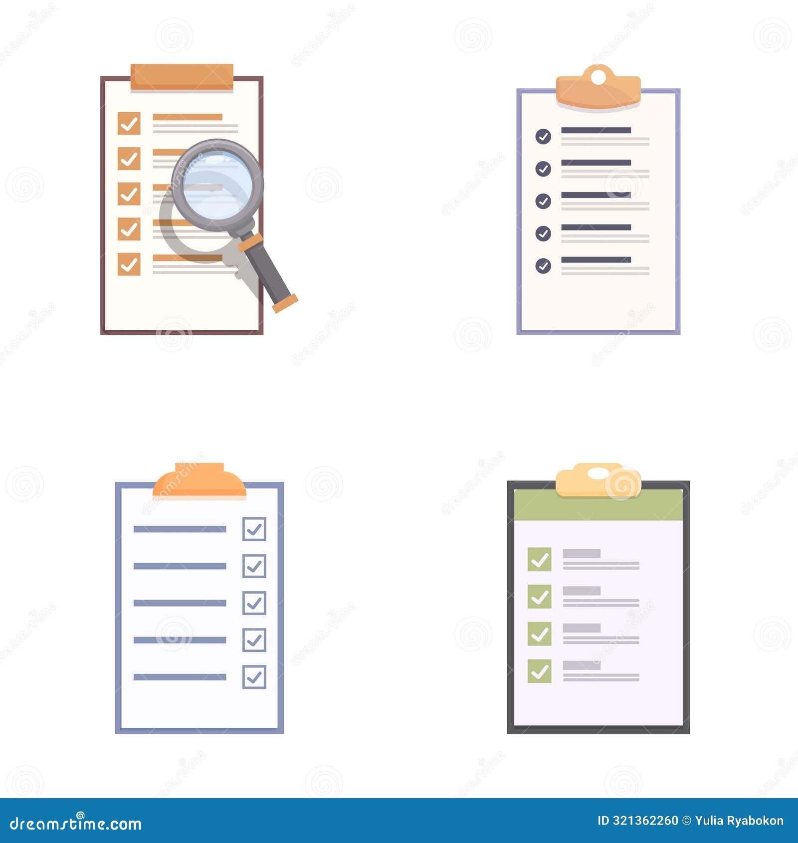 Set of Flat Design Checklist Icons Stock Vector - Illustration of ...