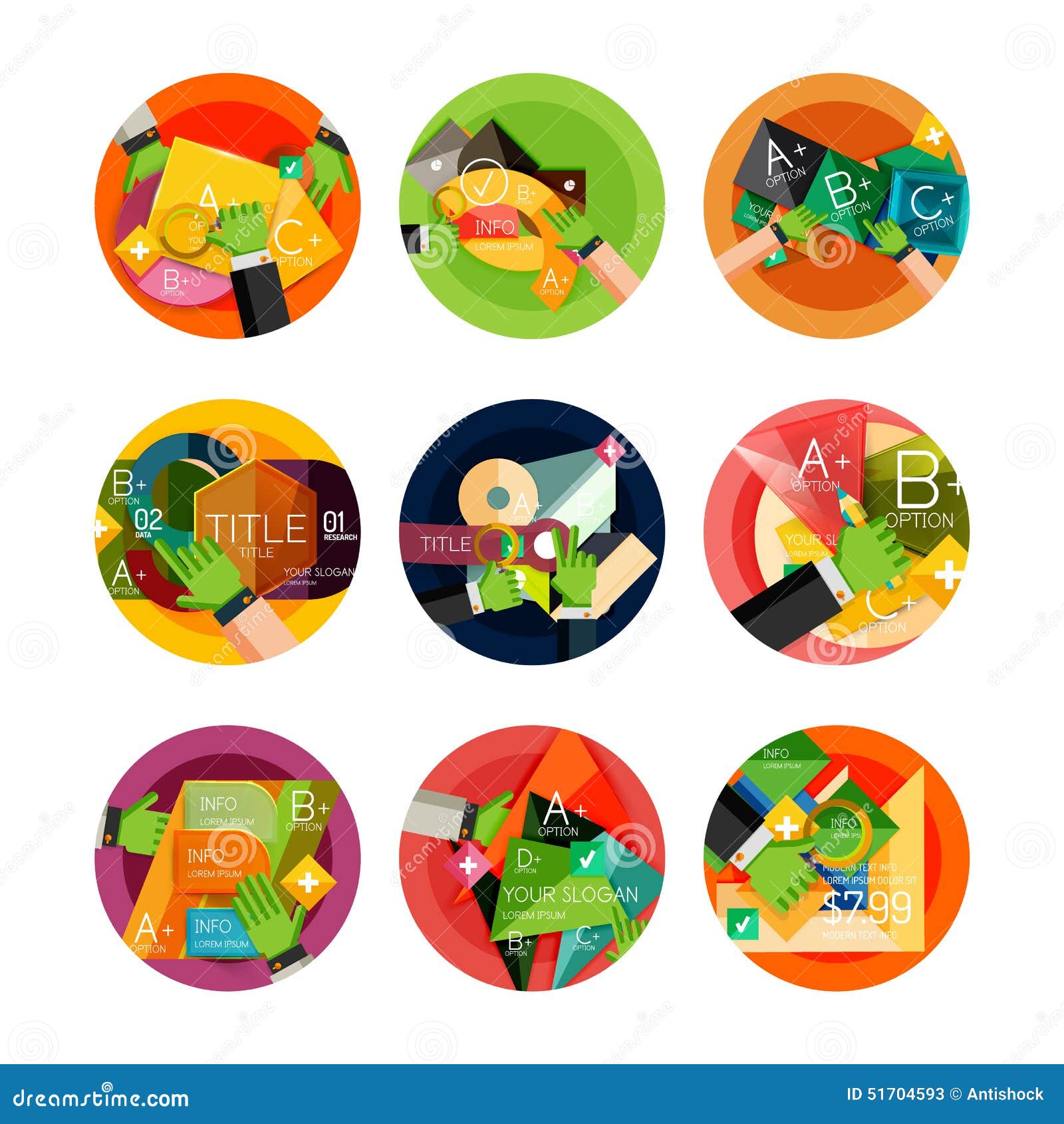 Set of Flat Design Circle Option Infographics Stock Vector ...