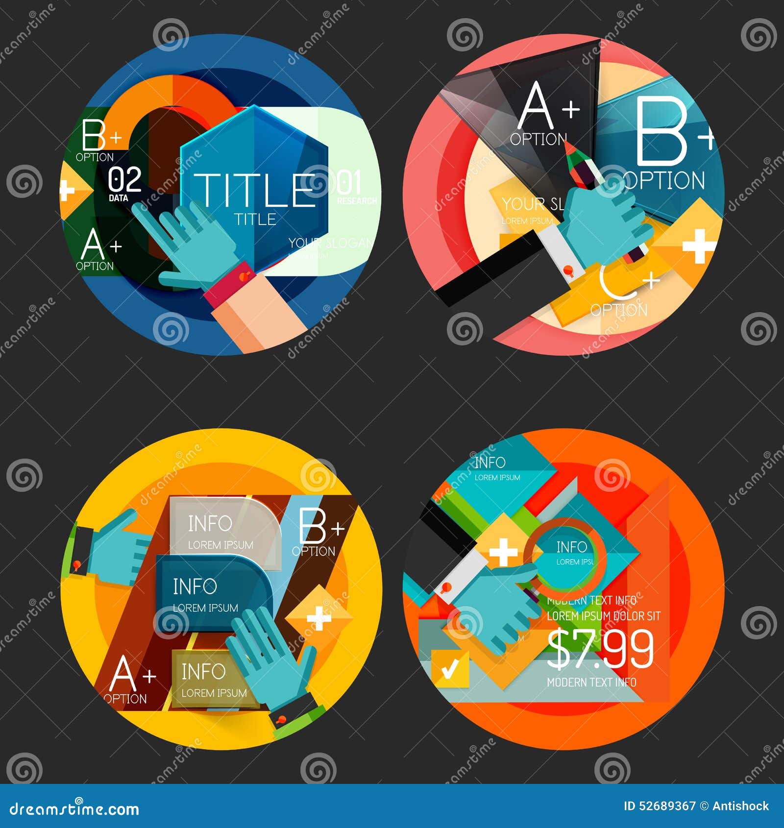Set Of Flat Design Circle Option Infographics Stock Vector ...