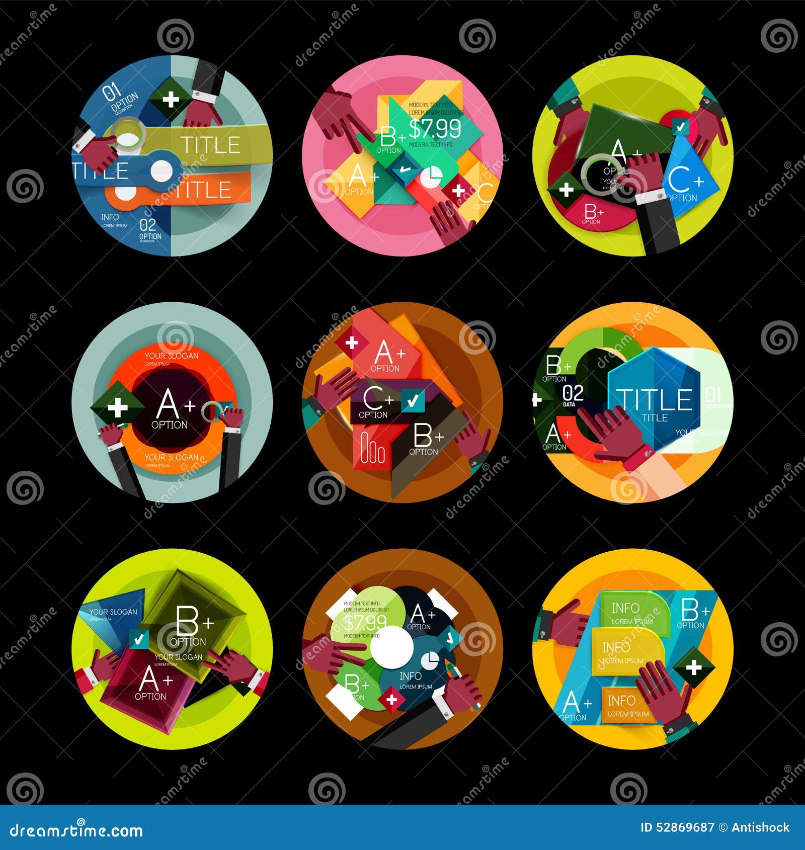 Set of Flat Design Circle Option Infographics Stock Vector ...