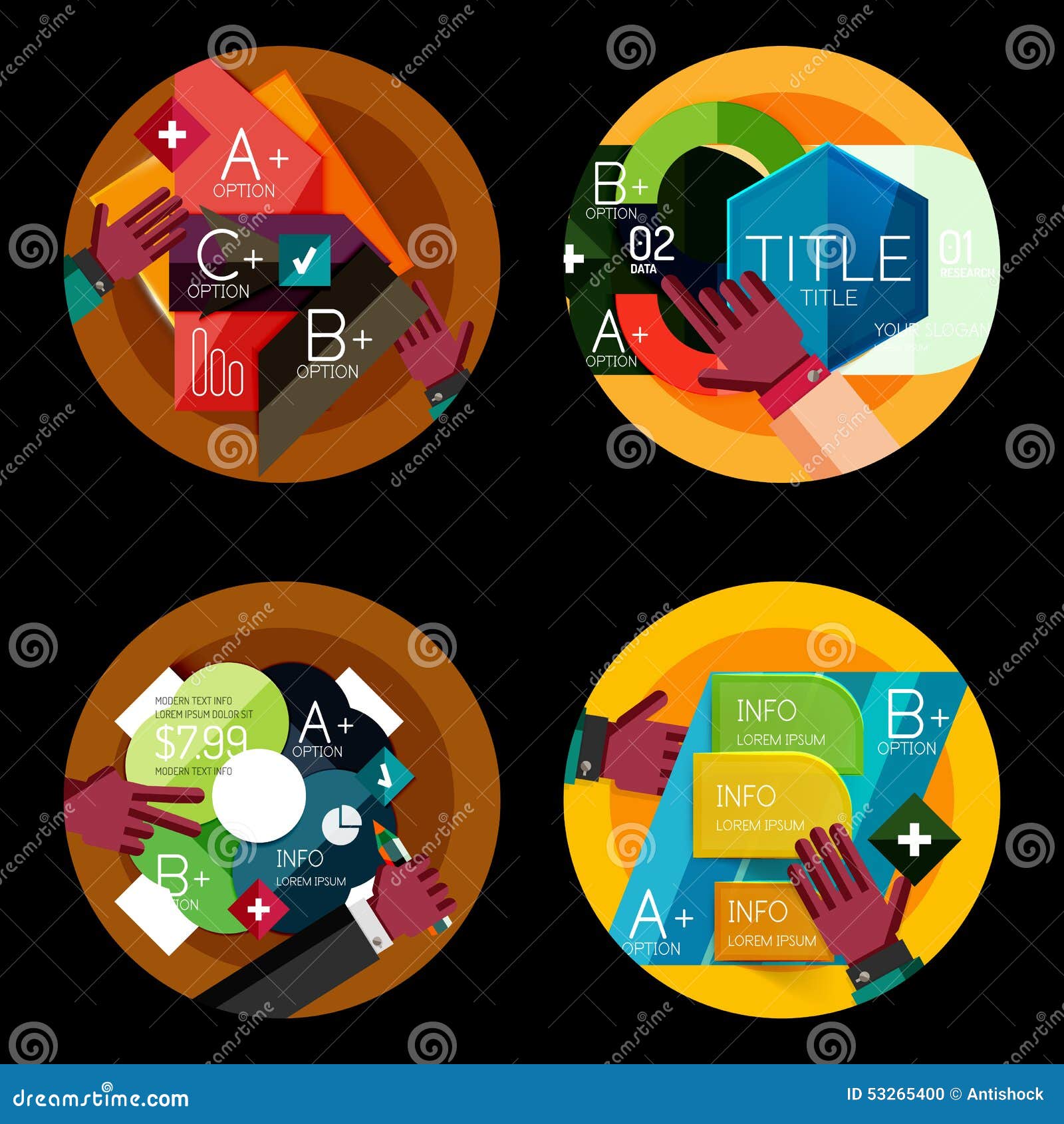 Set of Flat Design Circle Option Infographics Stock Vector ...
