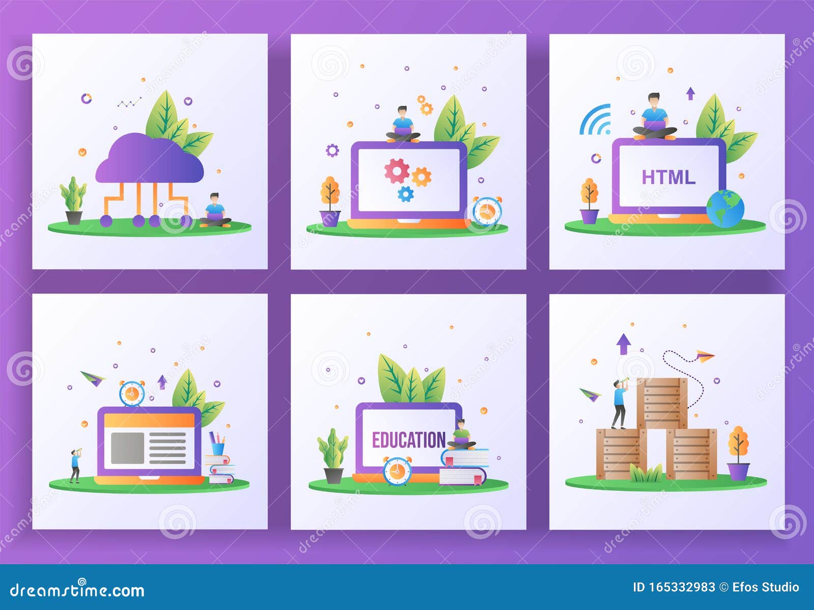 Set of Flat Design Concept. Cloud Computing, Maintenance, Web ...