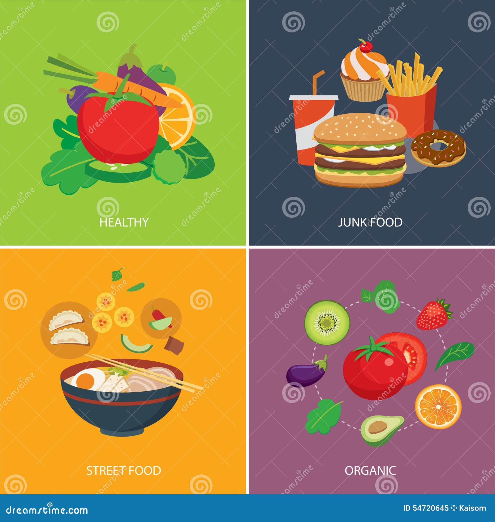Set of Flat Design Concept for Food Stock Vector - Illustration of ... Set of Flat Design Concept for Food Stock Vector - Illustration of ...