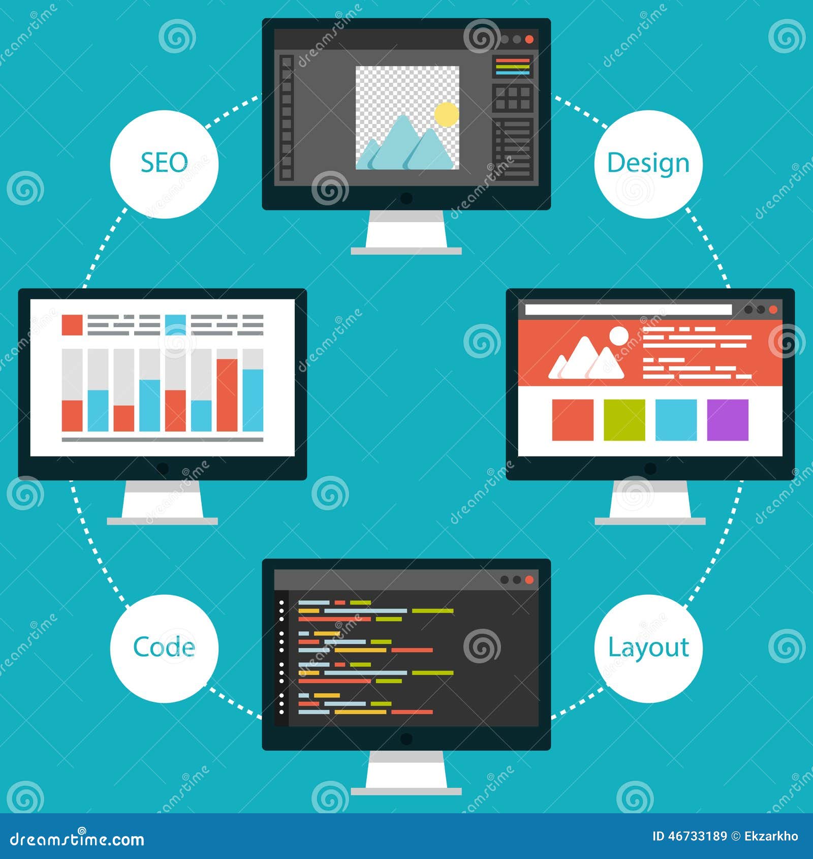 Set of Flat Design Concept Icons for Development Stock Vector ...