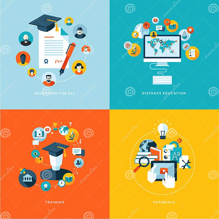 Set of Flat Design Concept Icons for Education Stock Vector ...
