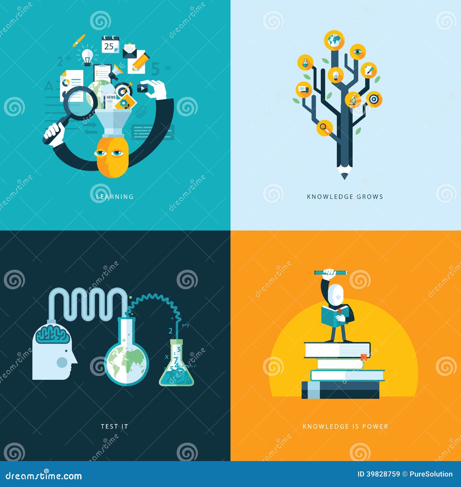Set of Flat Design Concept Icons for Education Stock Vector ...
