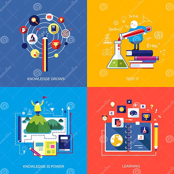 Set of Flat Design Concept Icons Stock Vector - Illustration of pencil ...