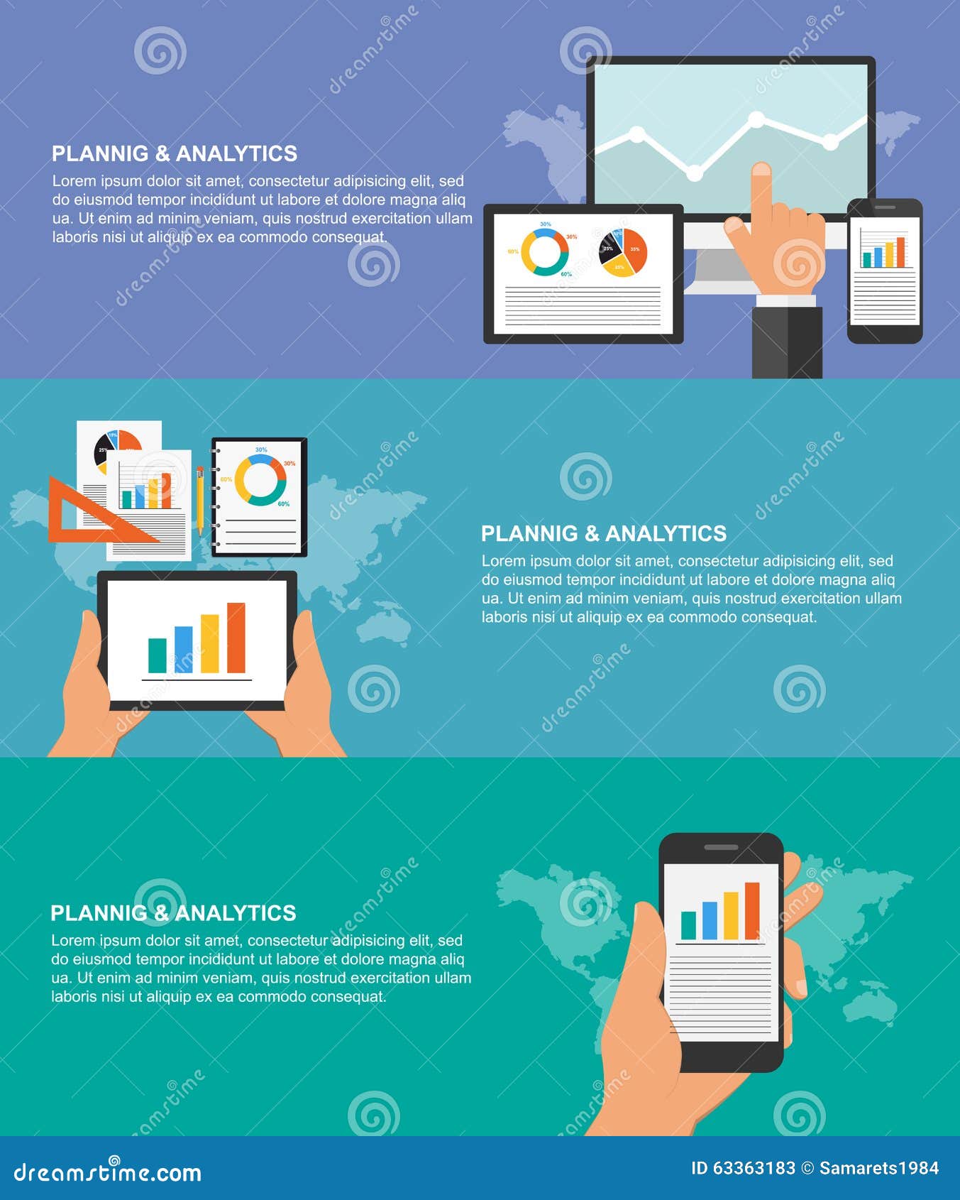 Set of Flat Design Concepts for Business Planning and Analytics. Vector ...