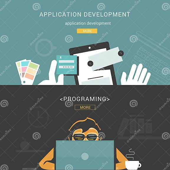 Set of Flat Design Concepts for Web Application Development Process and ...