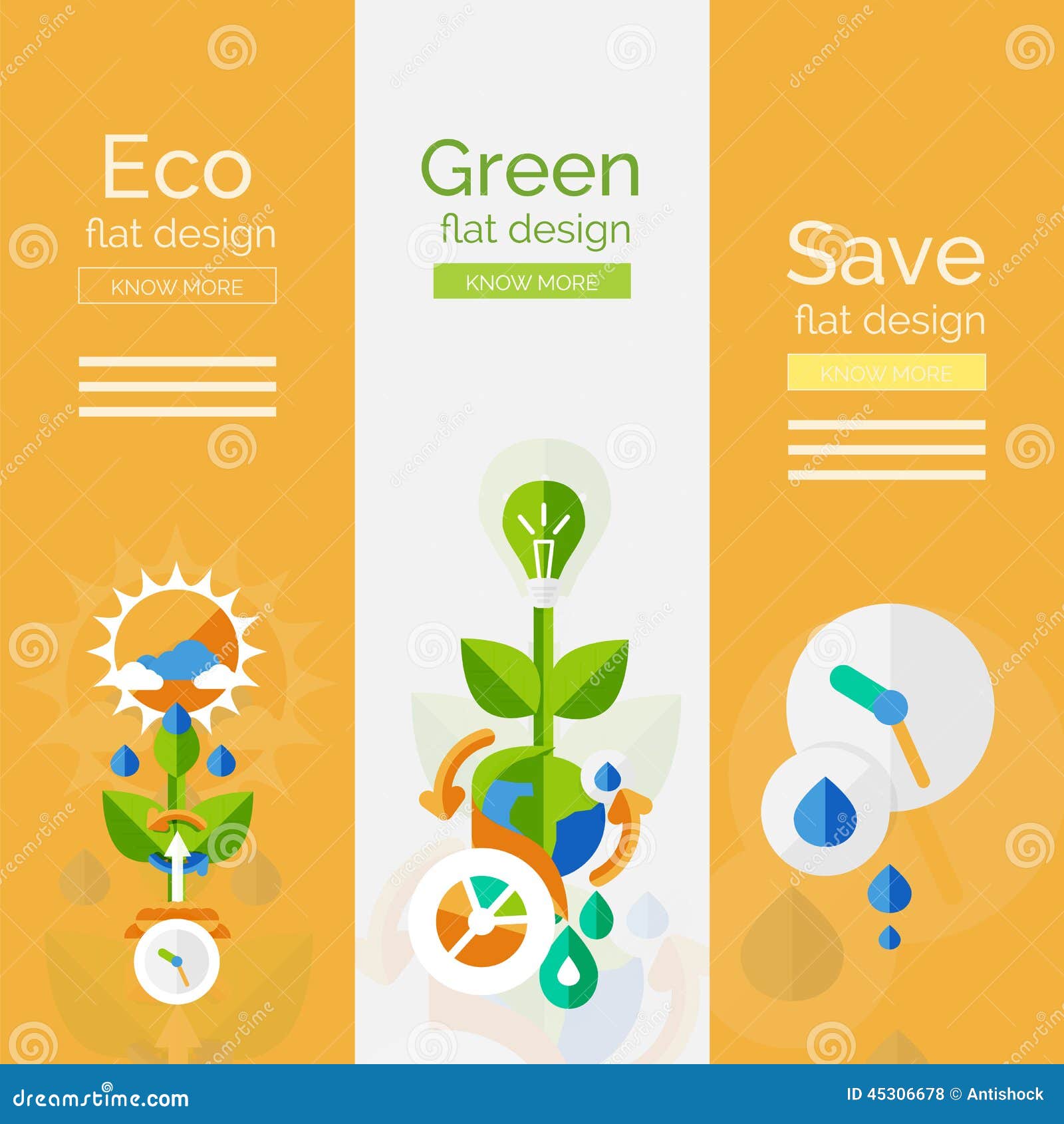 Set of Flat Design Eco Concepts Stock Vector - Illustration of plants ...