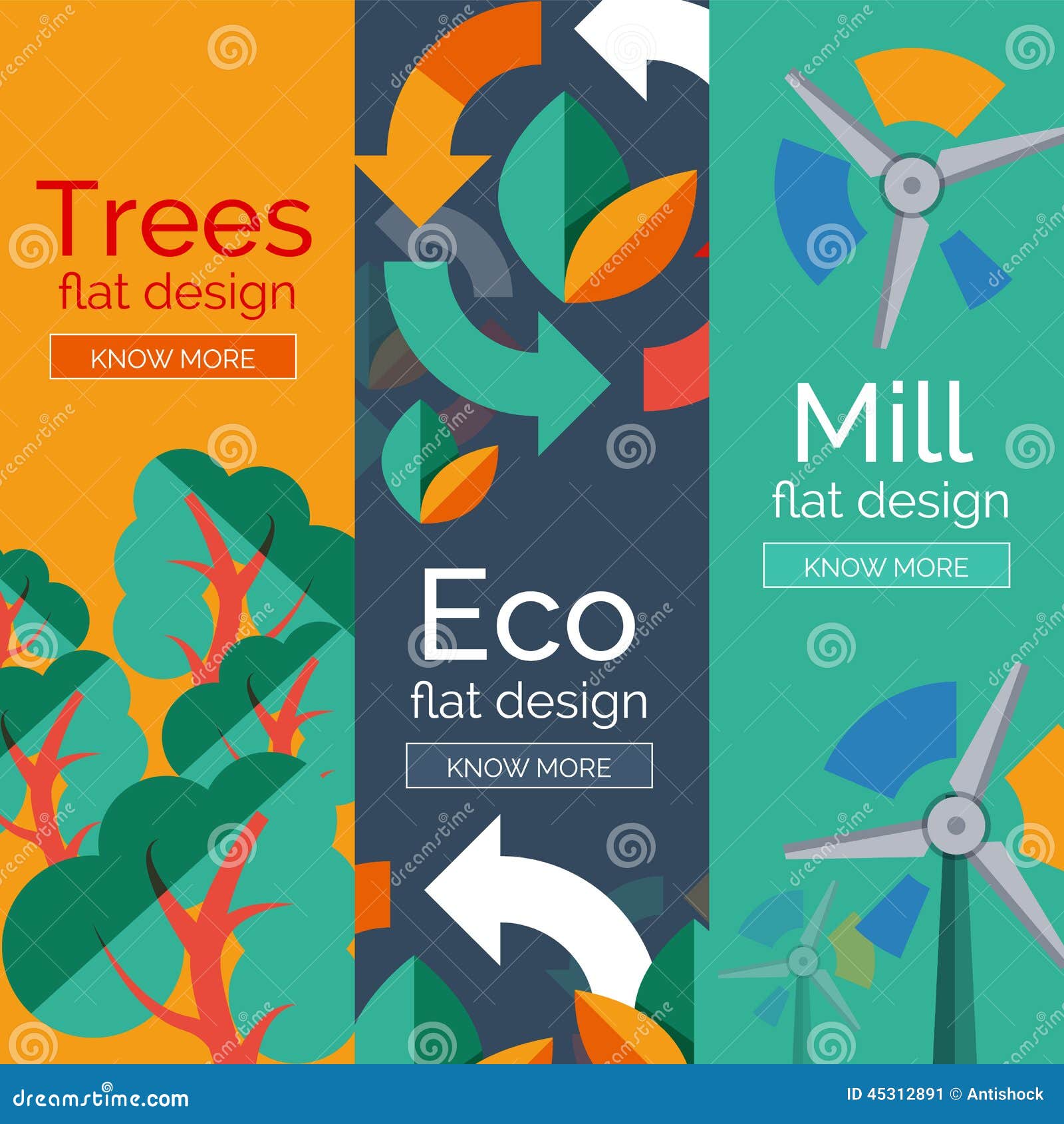 Set of Flat Design Eco Concepts Stock Vector - Illustration of ...