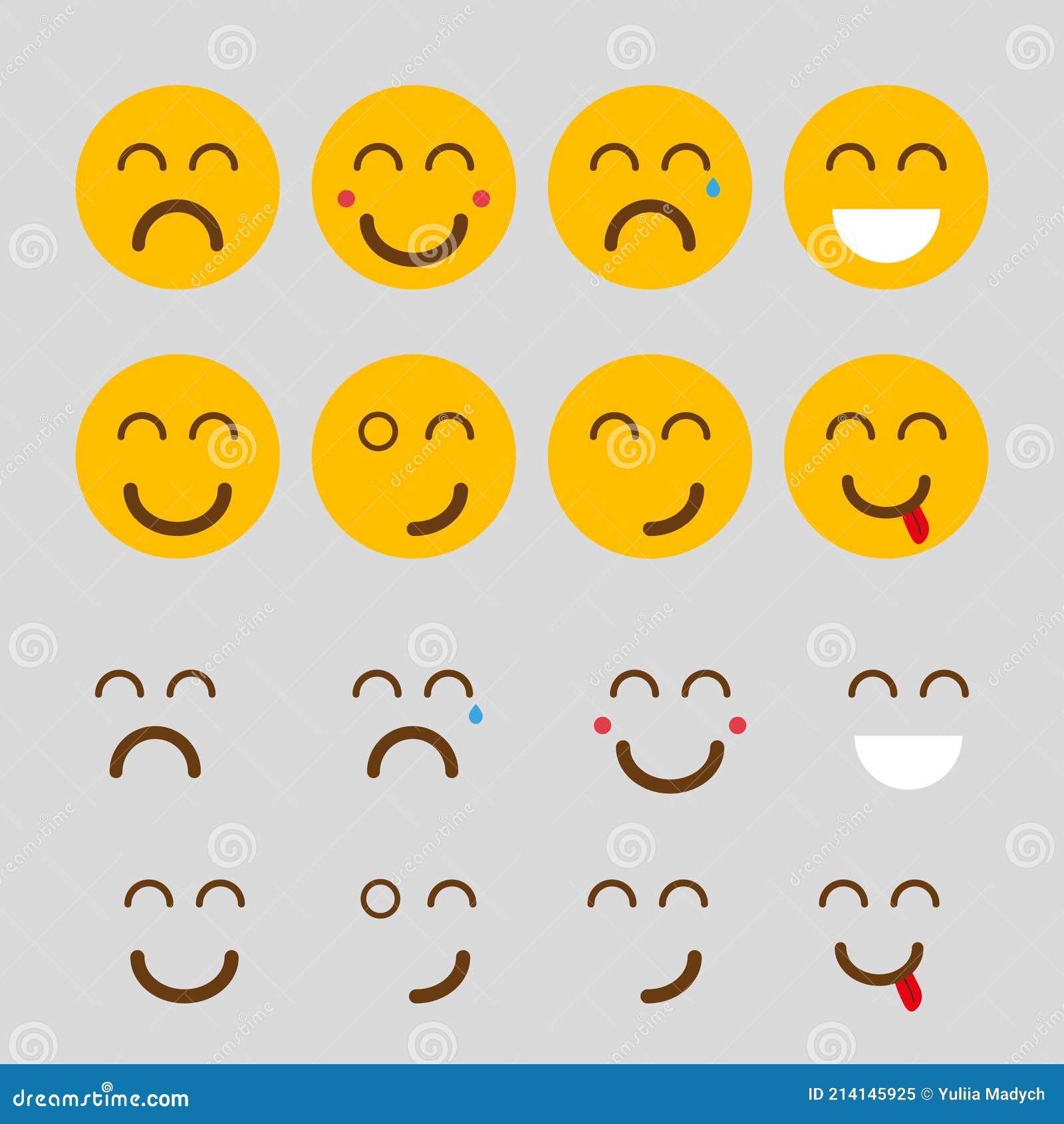 Set of Flat Design Emoticons. Isolated on White Background Stock Vector ...