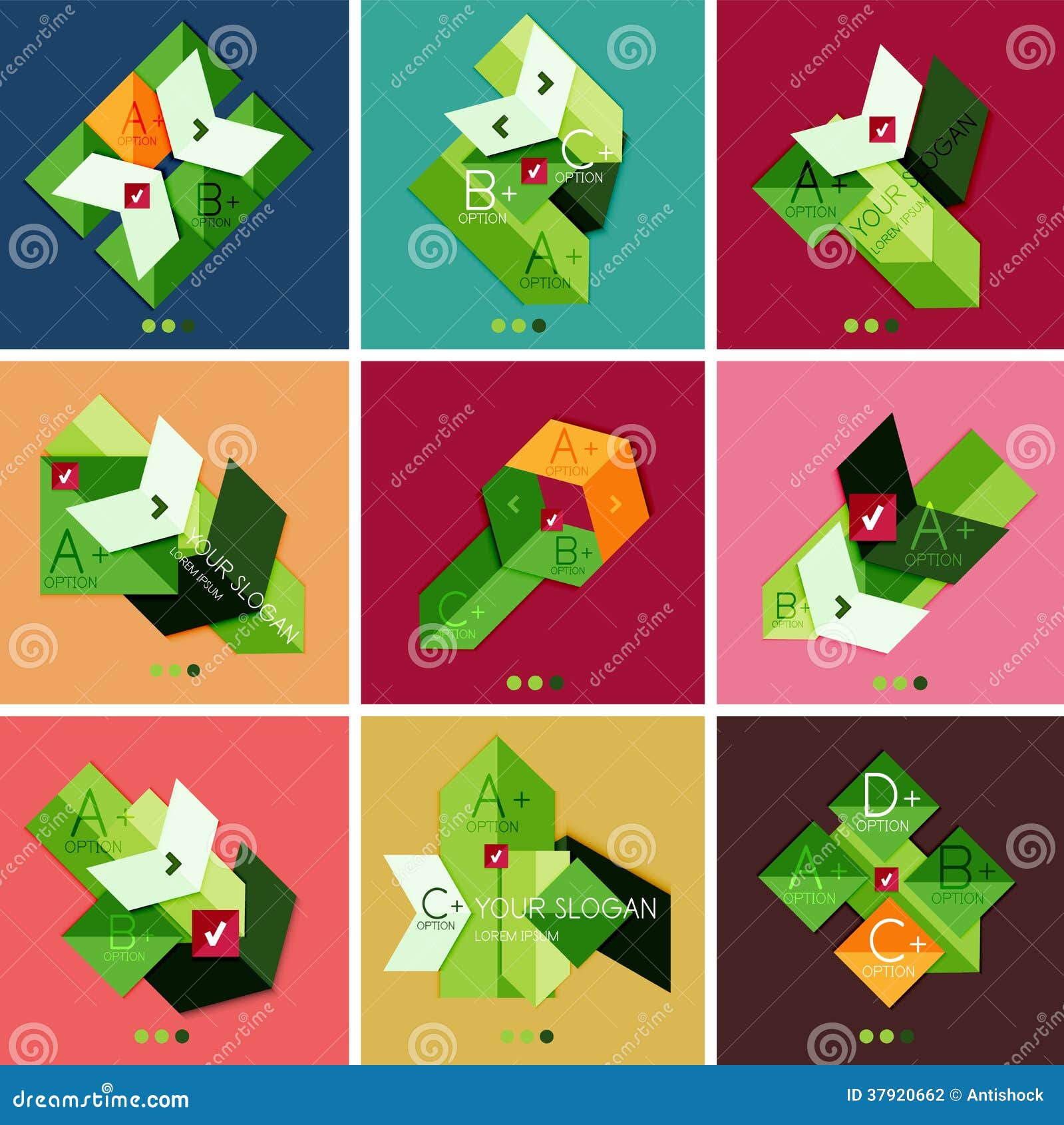 Set of Flat Design Geometric Infographic Templates Stock Vector ...