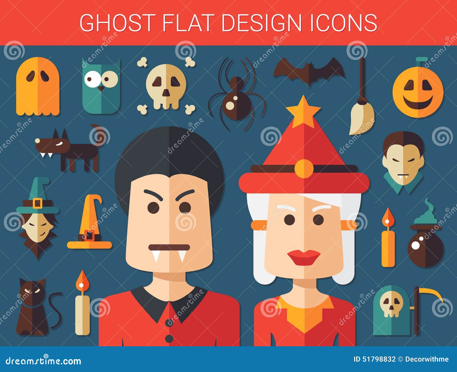Set of Flat Design Ghost Icons Stock Vector - Illustration of people ...