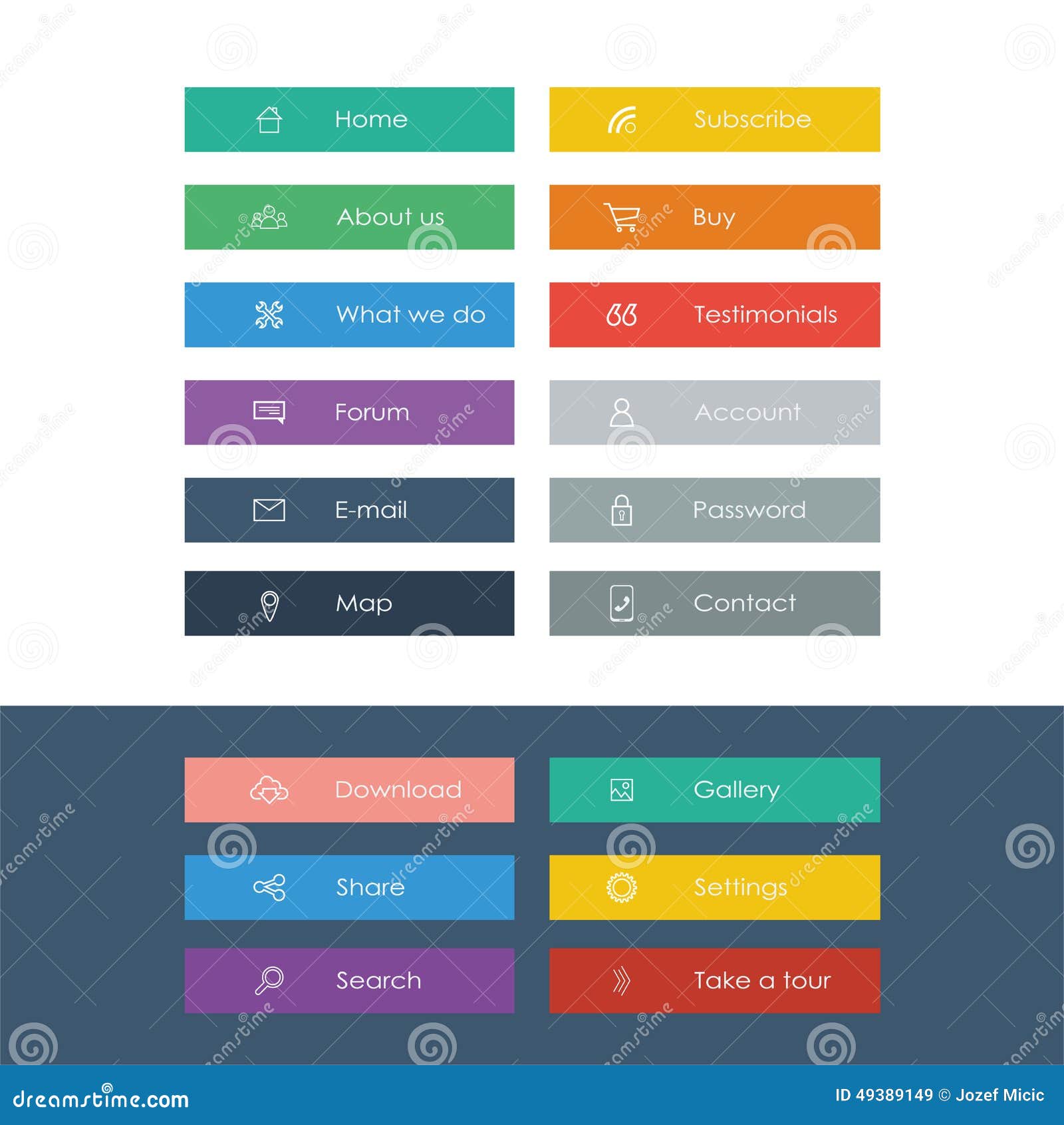 Set of Flat Design Icons in Colorful Bars for Stock Vector ...
