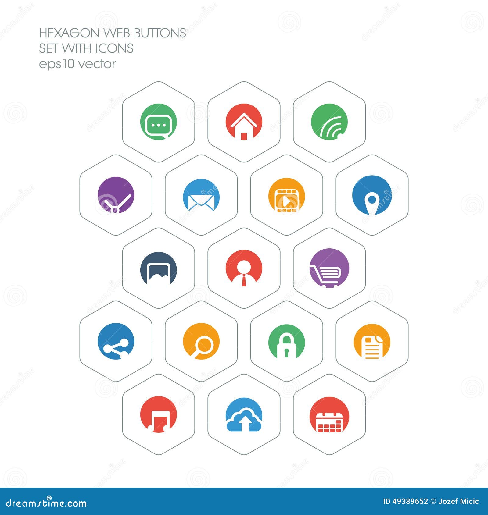 Set of Flat Design Icons in Colorful Bars for Stock Vector ...