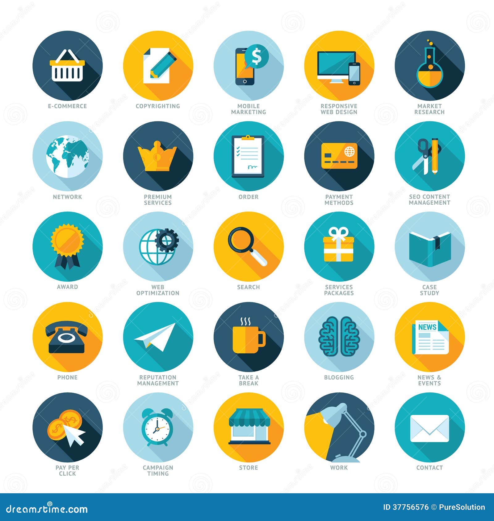 Flat Design Modern Icons & Symbols Cartoon Vector | CartoonDealer.com ...