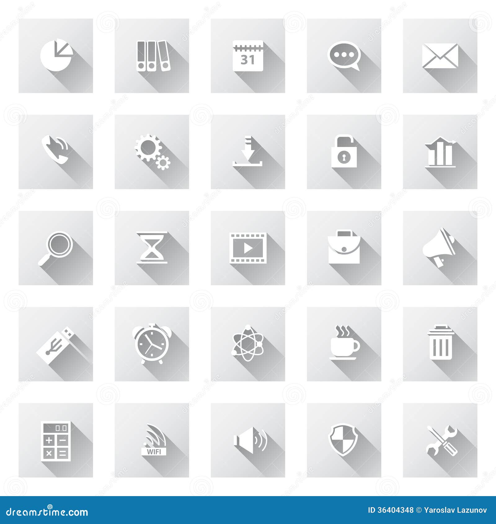 Set of Flat Design Icons with Long Shadows. Stock Vector - Illustration ...