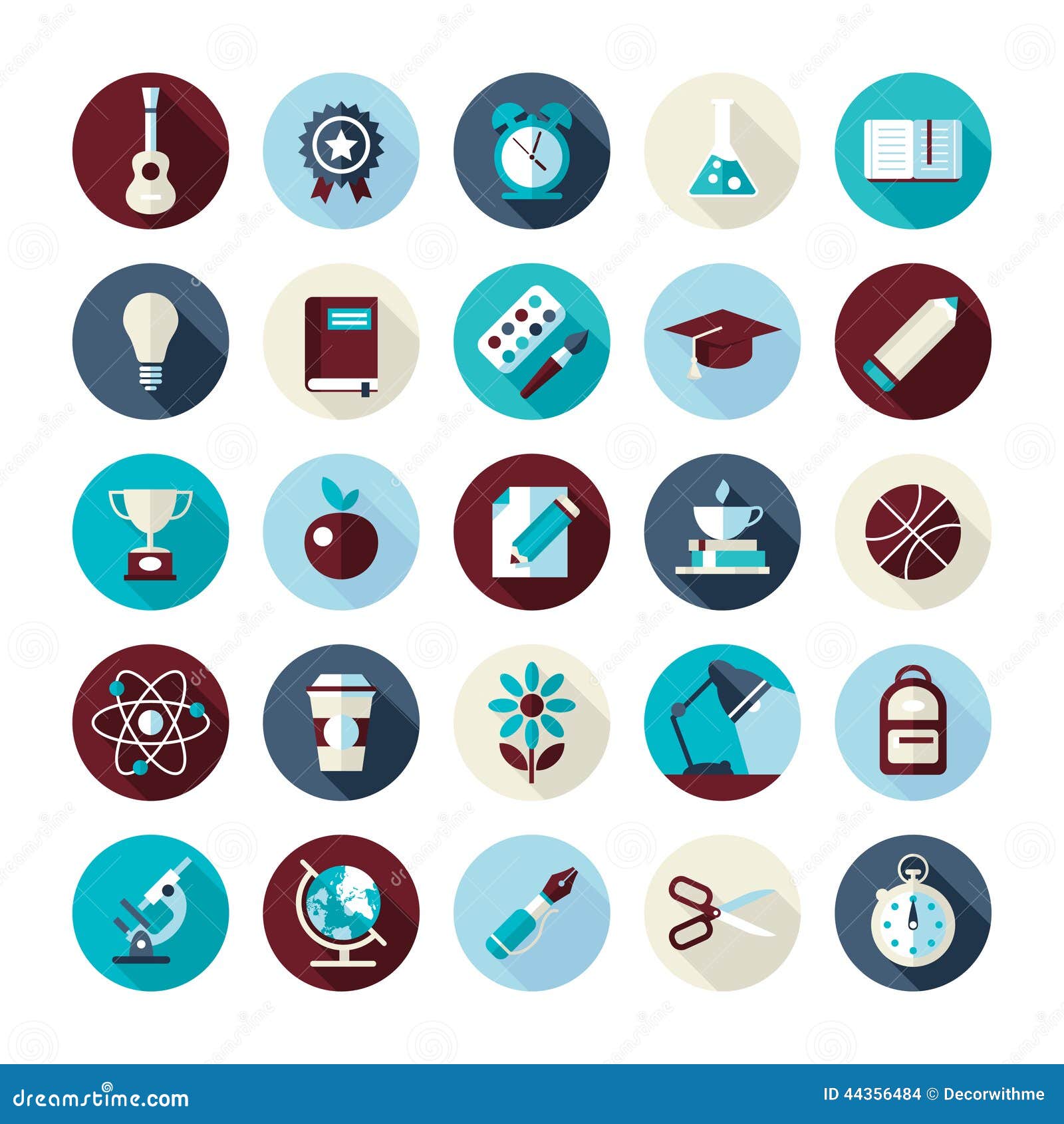 Set of Flat Design Icons with Long Shadows Stock Vector - Illustration ...