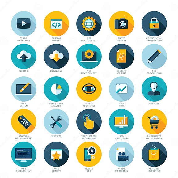 Set of Flat Design Icons for Web Design Developmen Stock Vector ...