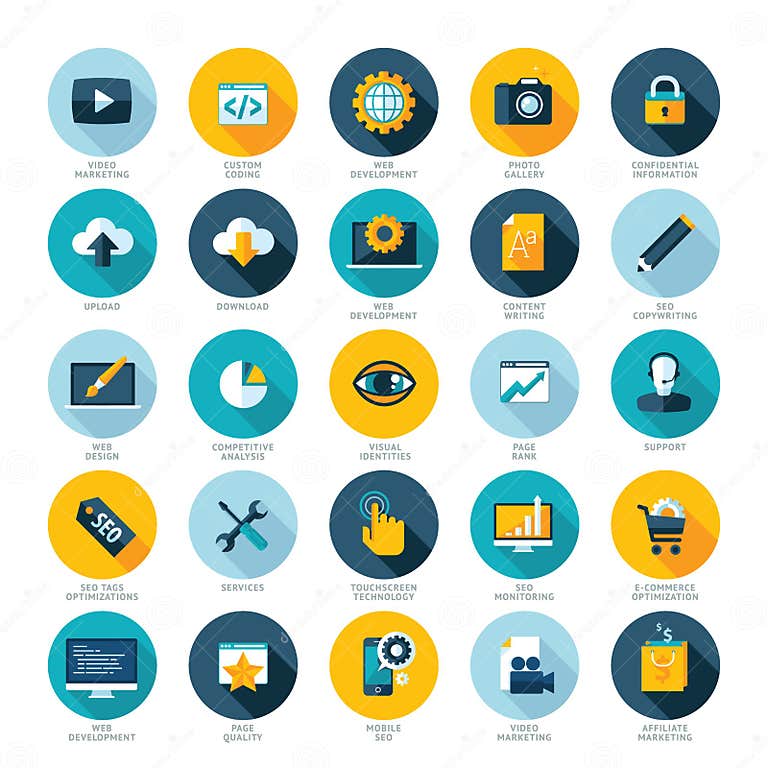 Set of Flat Design Icons for Web Design Developmen Stock Vector ...