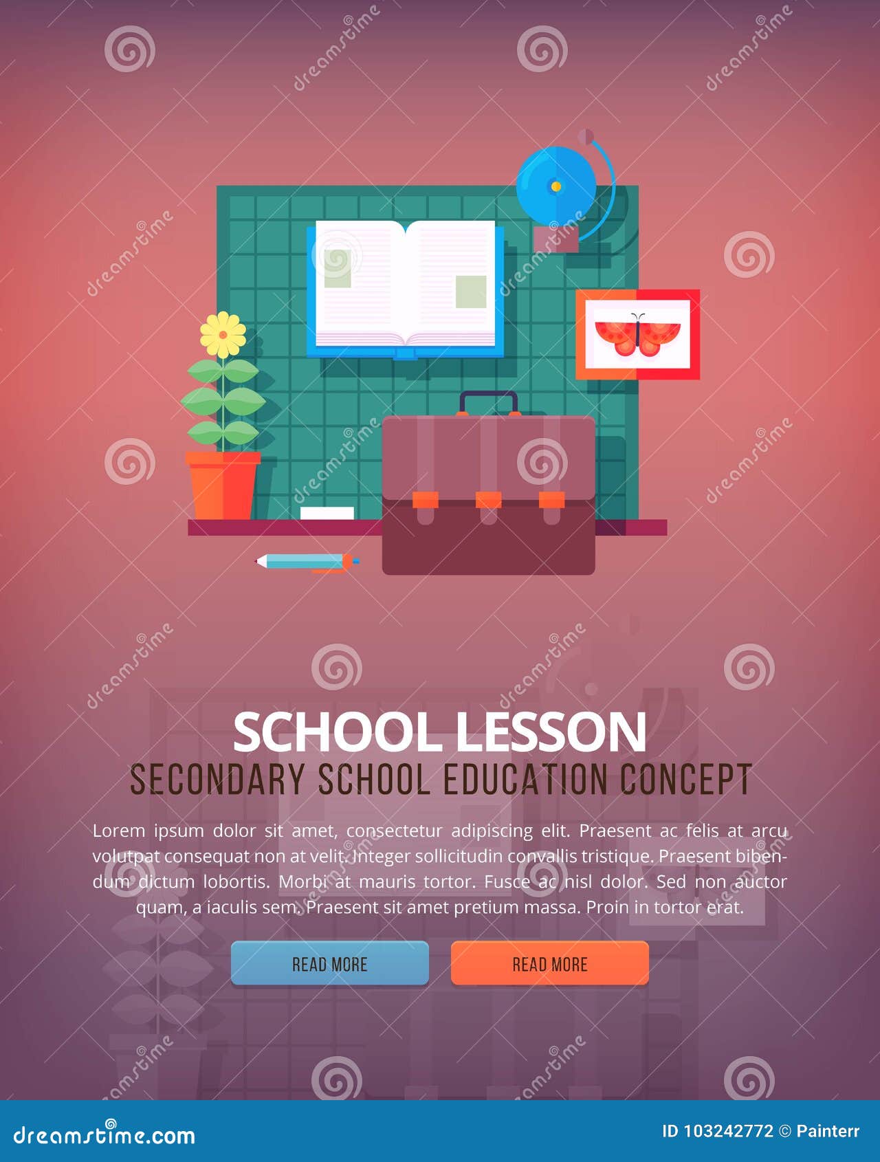 Set of Flat Design Illustration Concepts for School Lesson and ...