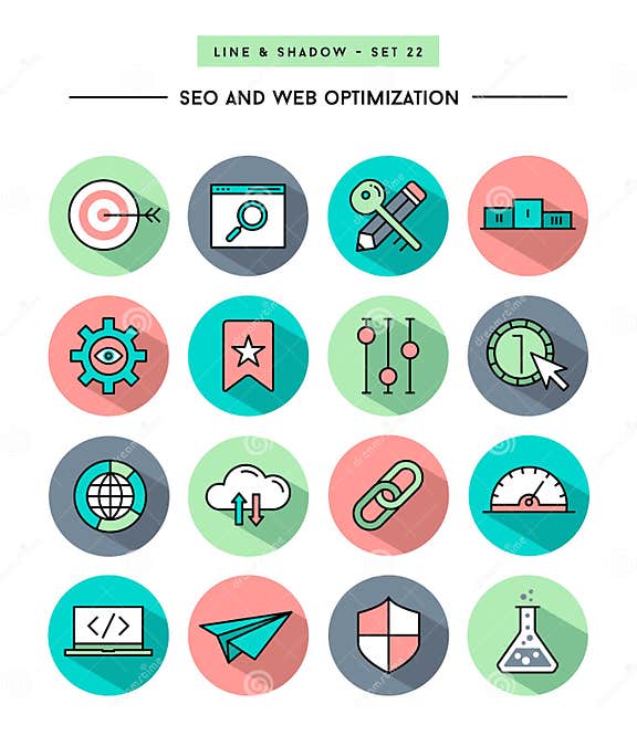 Set of Flat Design,long Shadow, Thin Line Seo and Web Stock Vector ...