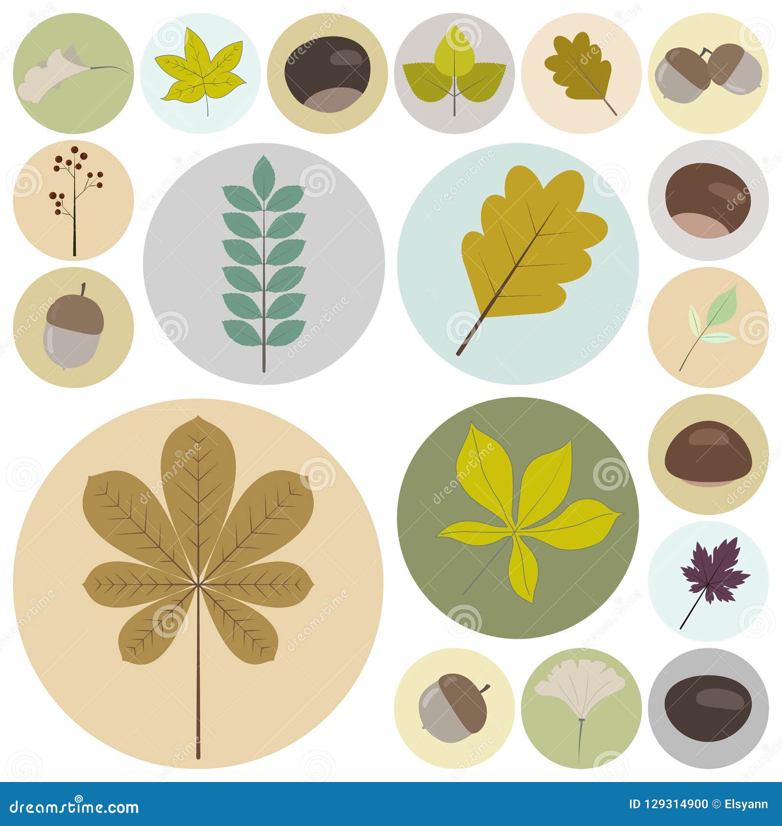 Set of Flat Design Natural Elements Icons 01 Stock Vector ...