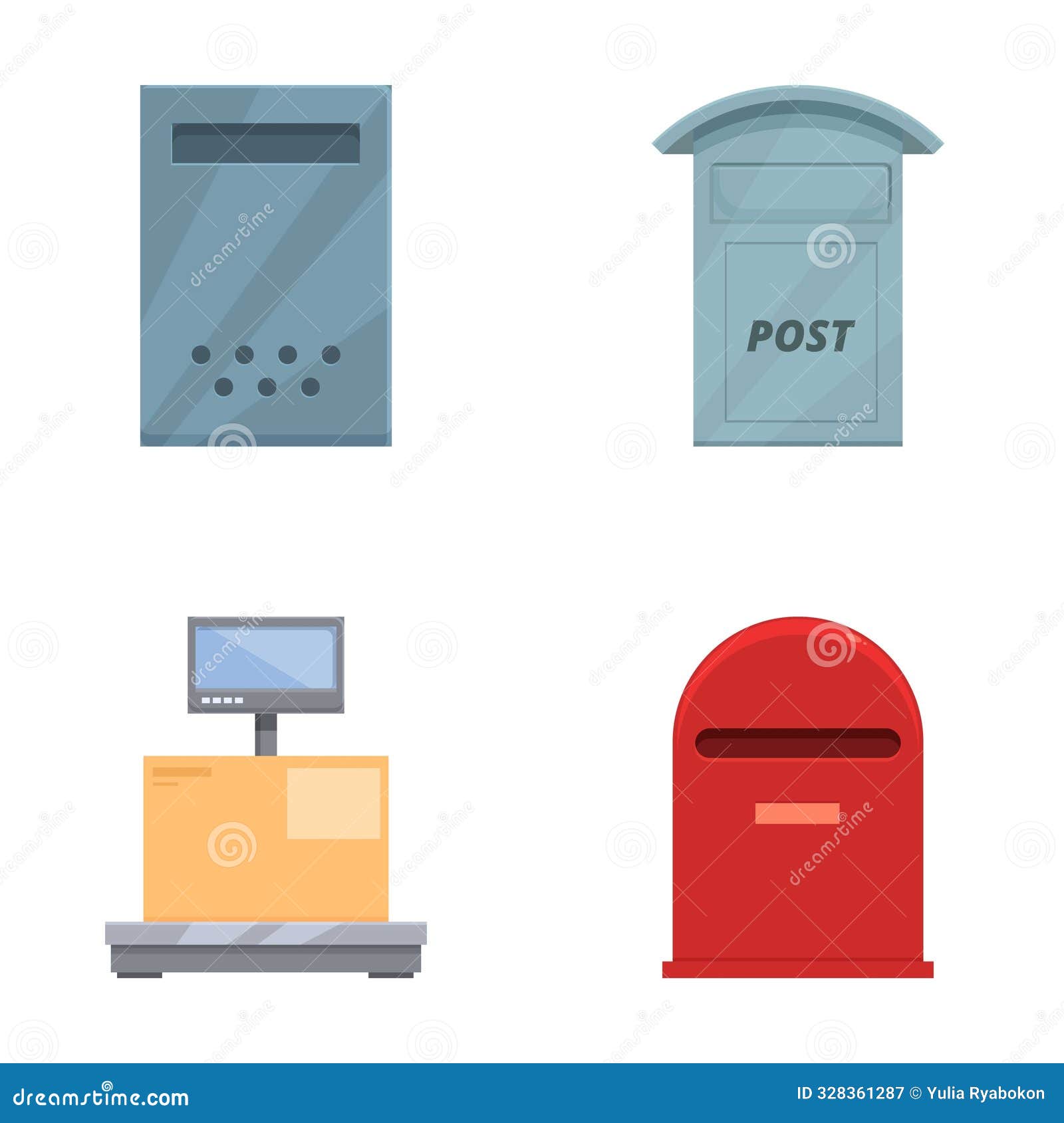 Set of Flat Design Postal Service Icons Stock Illustration ...