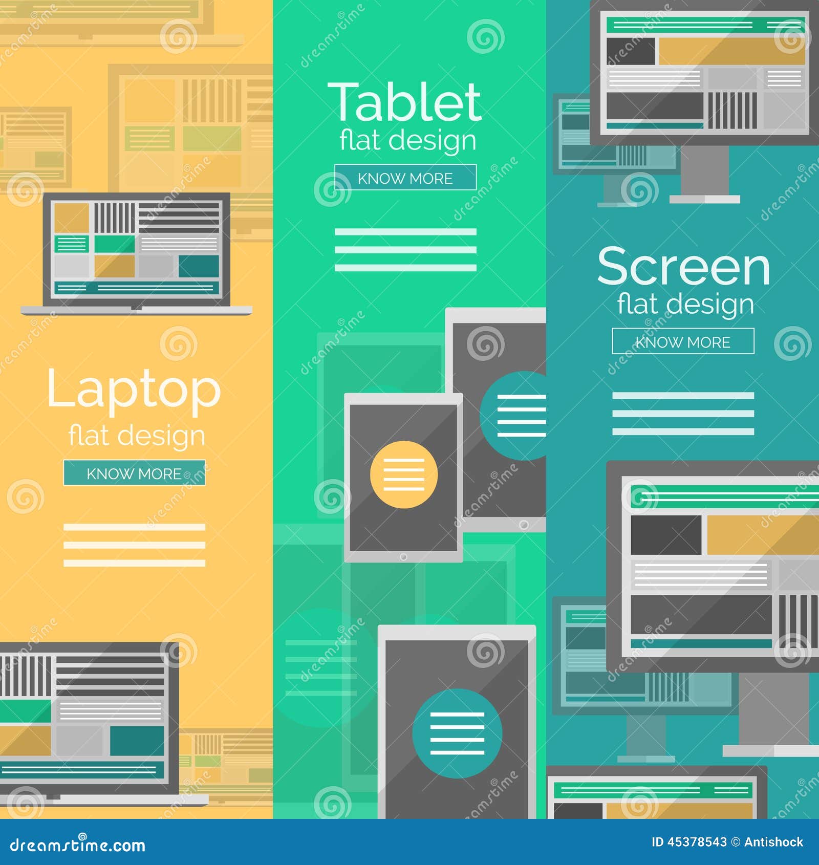 Set of Flat Design Screen Concepts Stock Vector - Illustration of icon ...