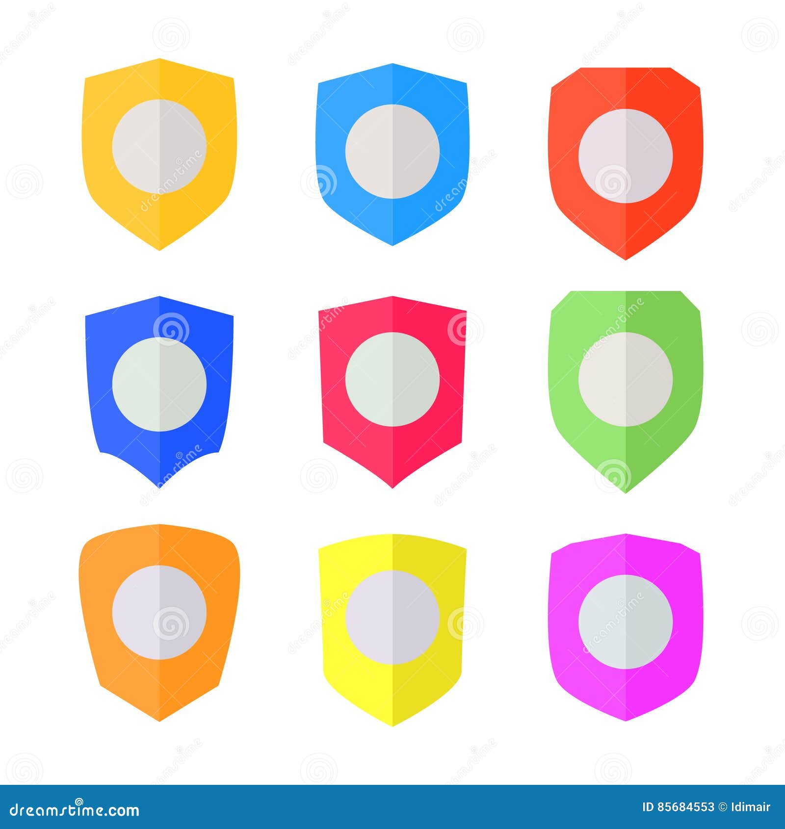 Set of Flat Design Shields. Vector Stock Vector - Illustration of ...