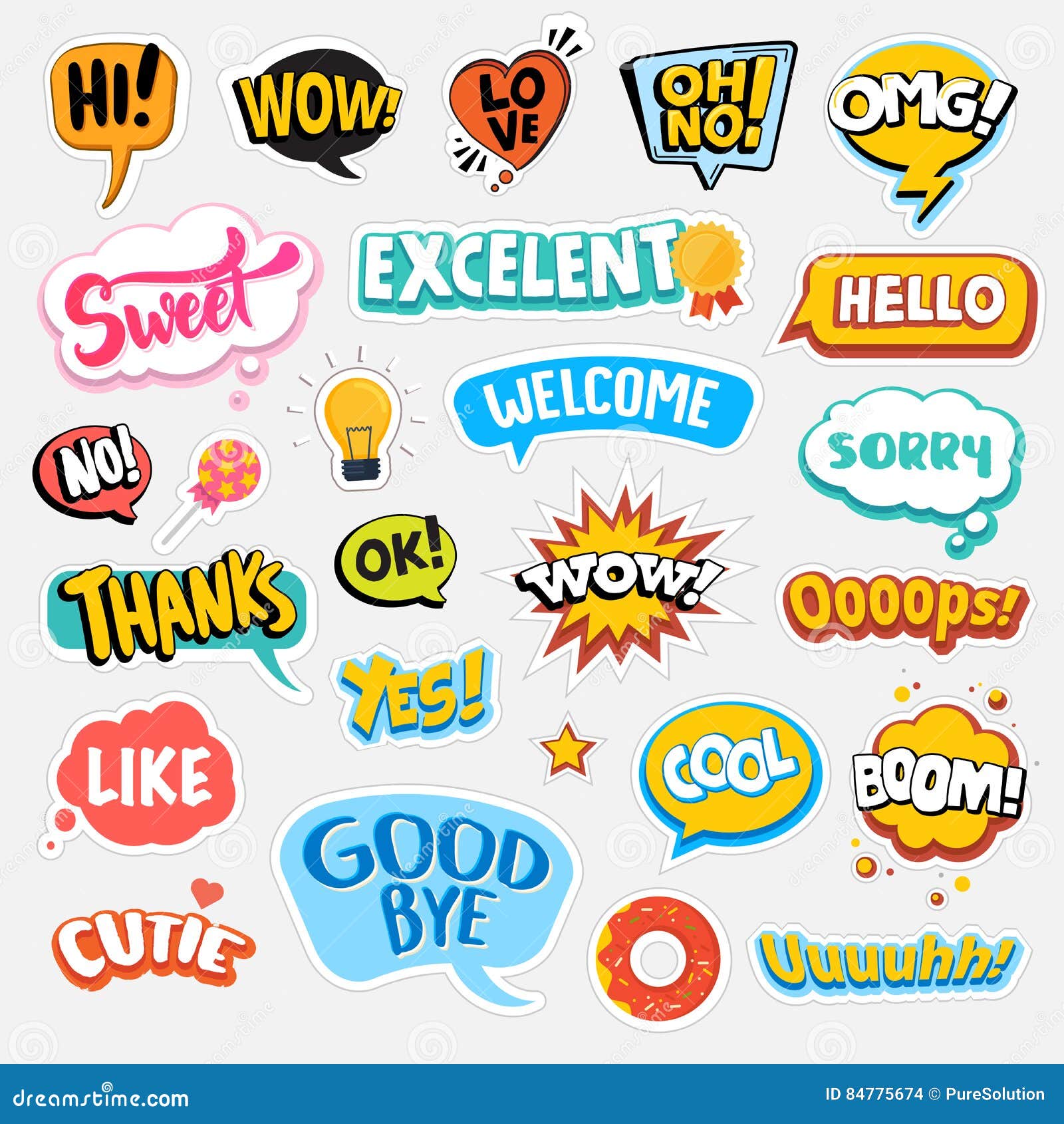 Set of Flat Design Social Network Stickers Stock Vector - Illustration ...