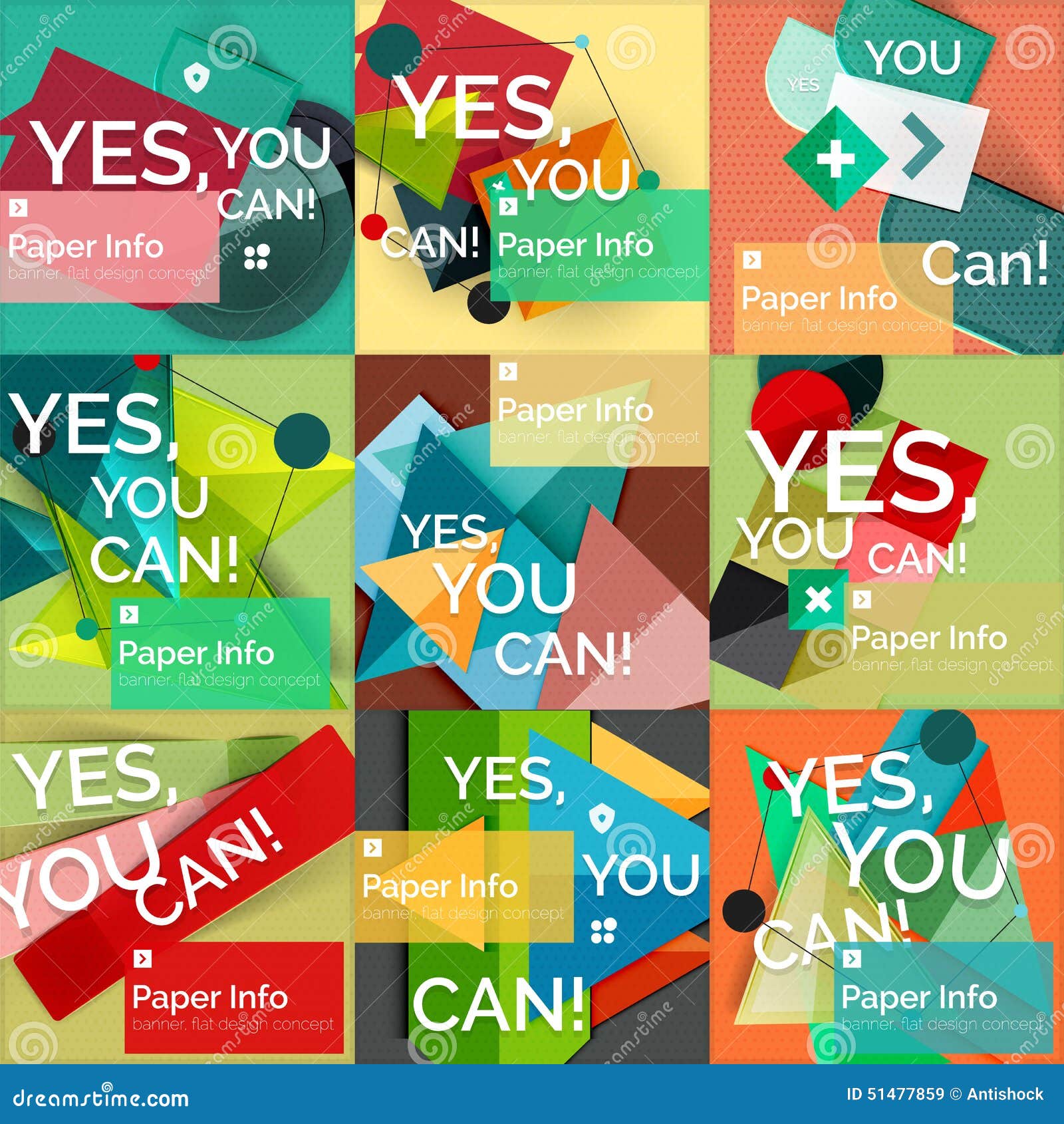 Set of Flat Design Square Banners Stock Vector - Illustration of icon ...