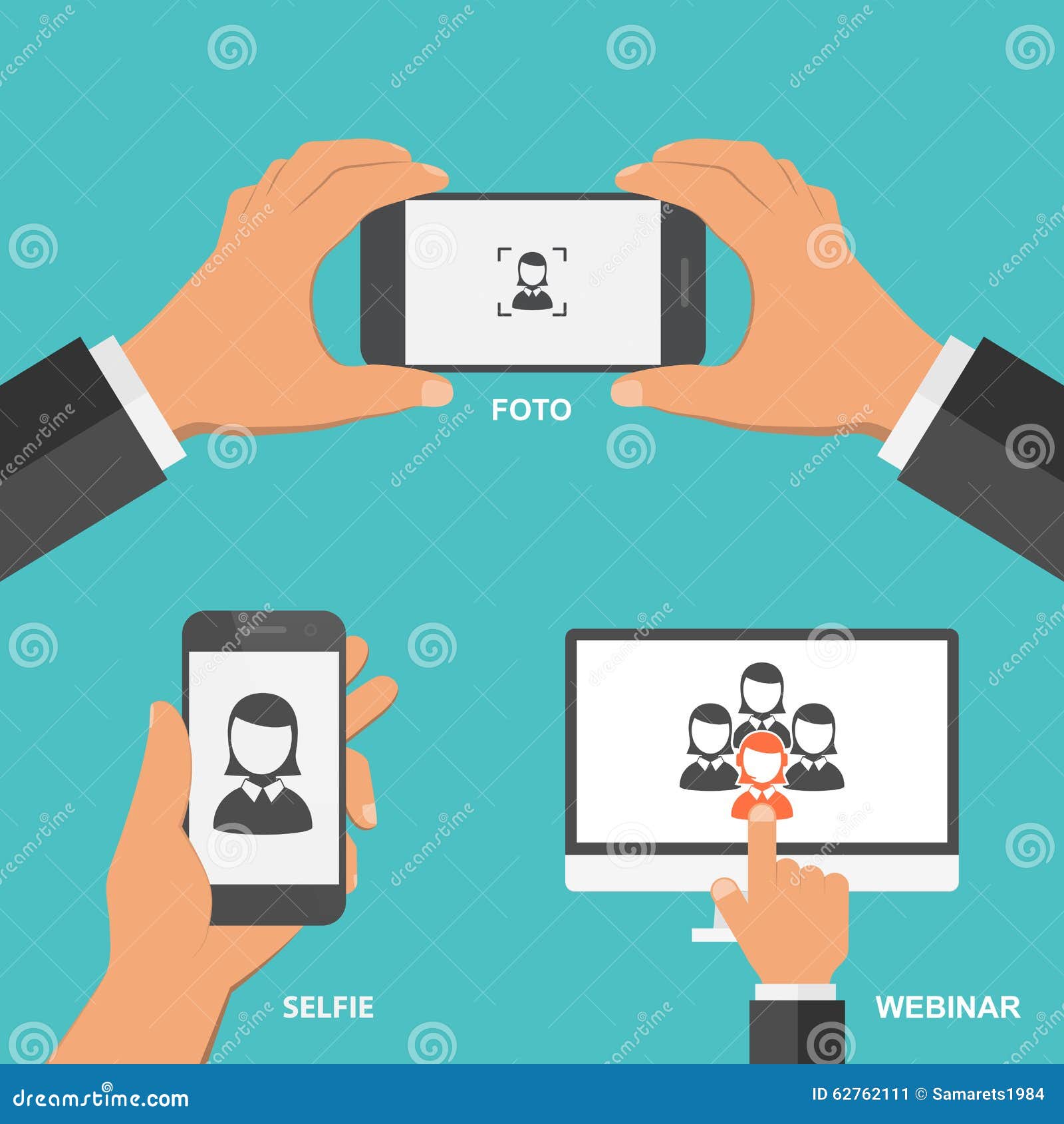 Set Flat Design Technology Concept. Stock Vector - Illustration of ...