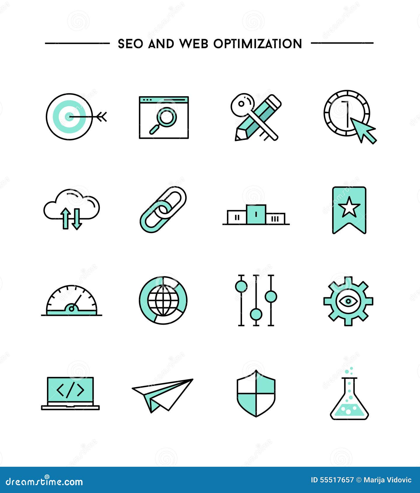 Set of Flat Design, Thin Line Seo and Web Optimization Icons Stock ... Set of Flat Design, Thin Line Seo and Web Optimization Icons Stock ...