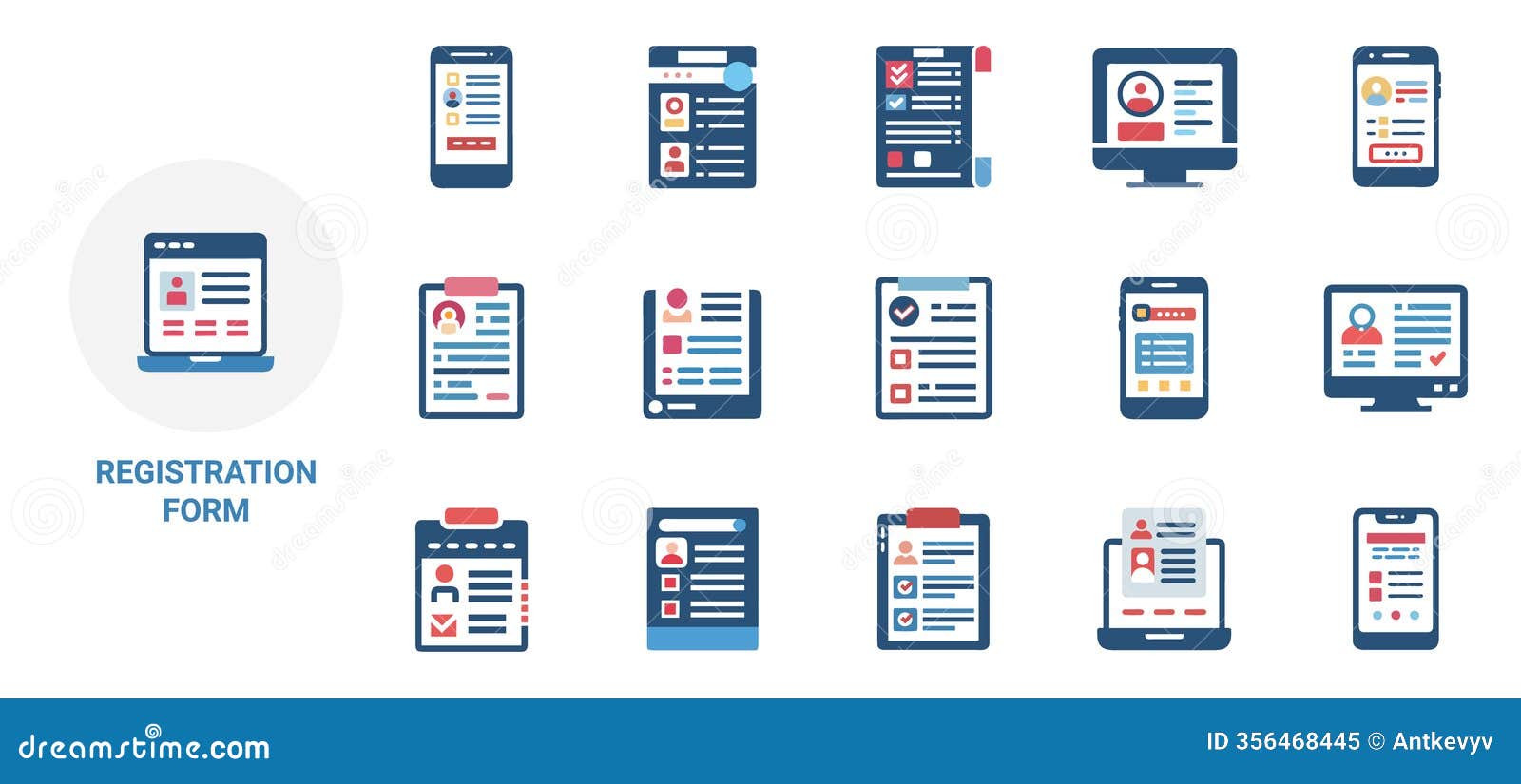 Registration Forms Online Registration Set Flat Design Vector ...