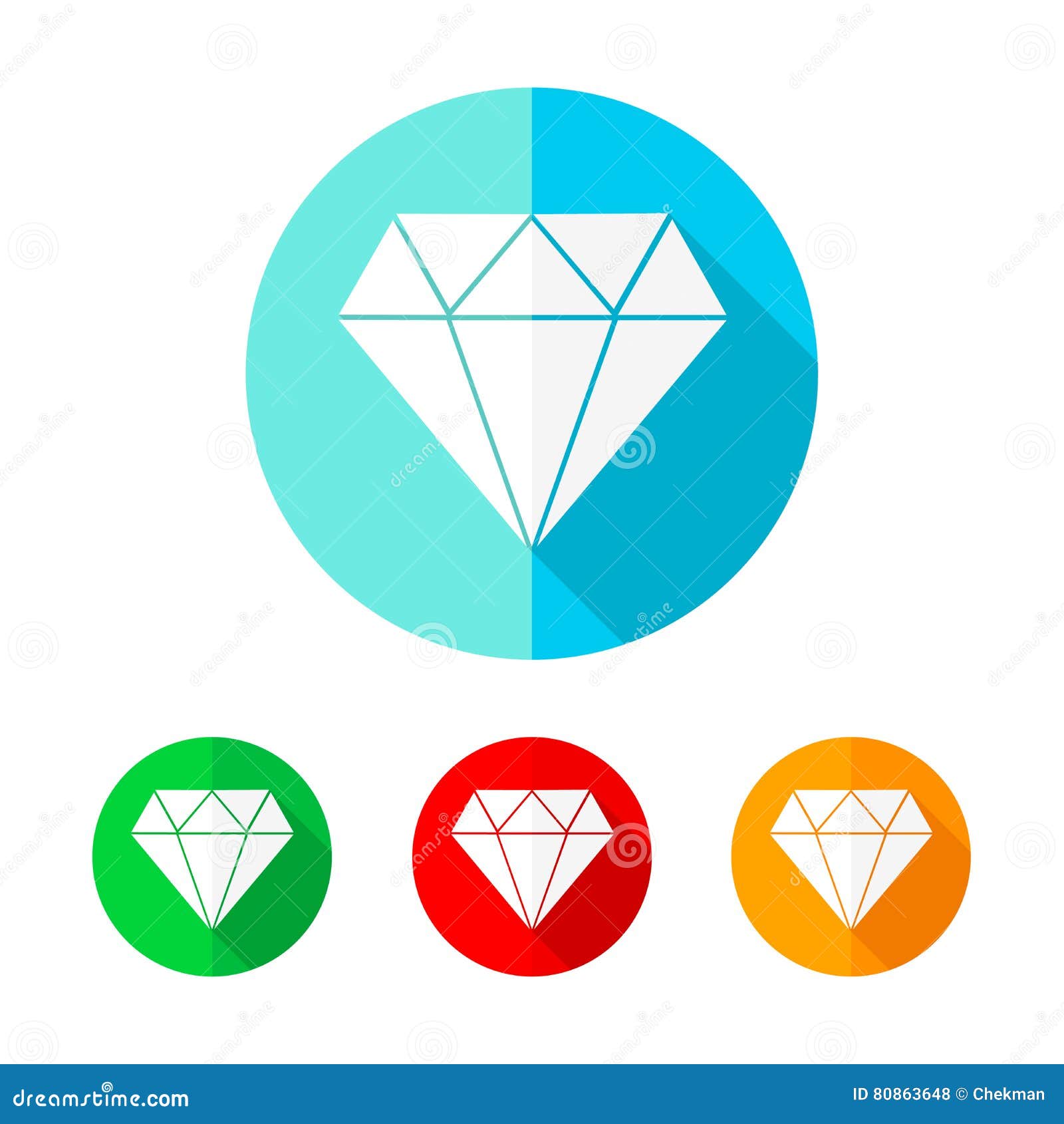 Set of Flat Diamond Icons. Vector Illustration. Stock Illustration ...