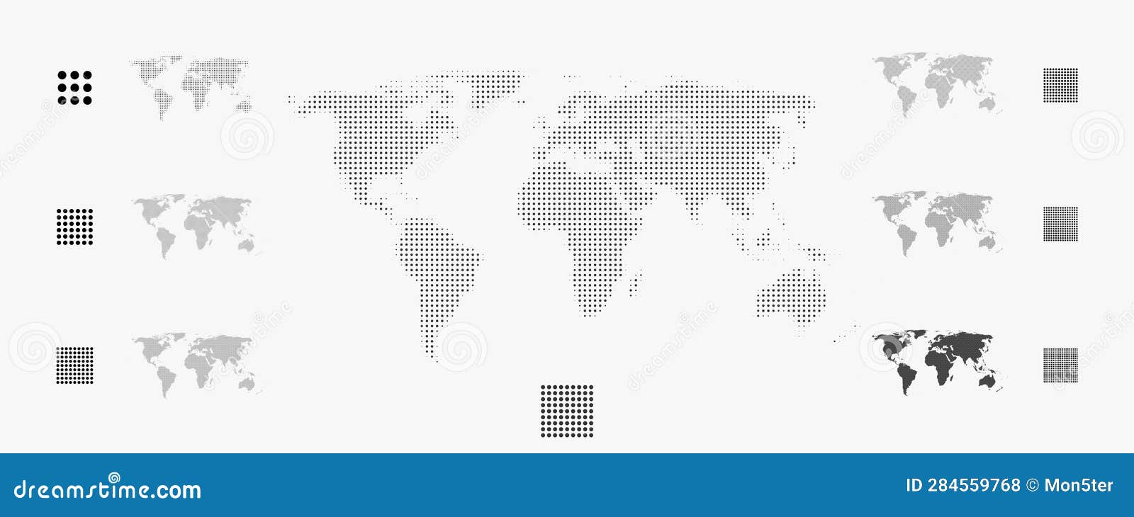 Set of Flat Earth World Maps with Round Dots. Stock Vector ...