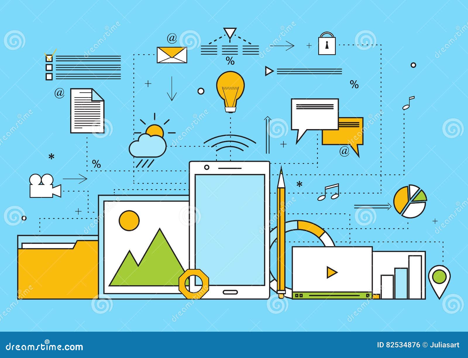 Set of Flat Elements for Creative Process Concept, Idea Stock Vector - Illustration of ...
