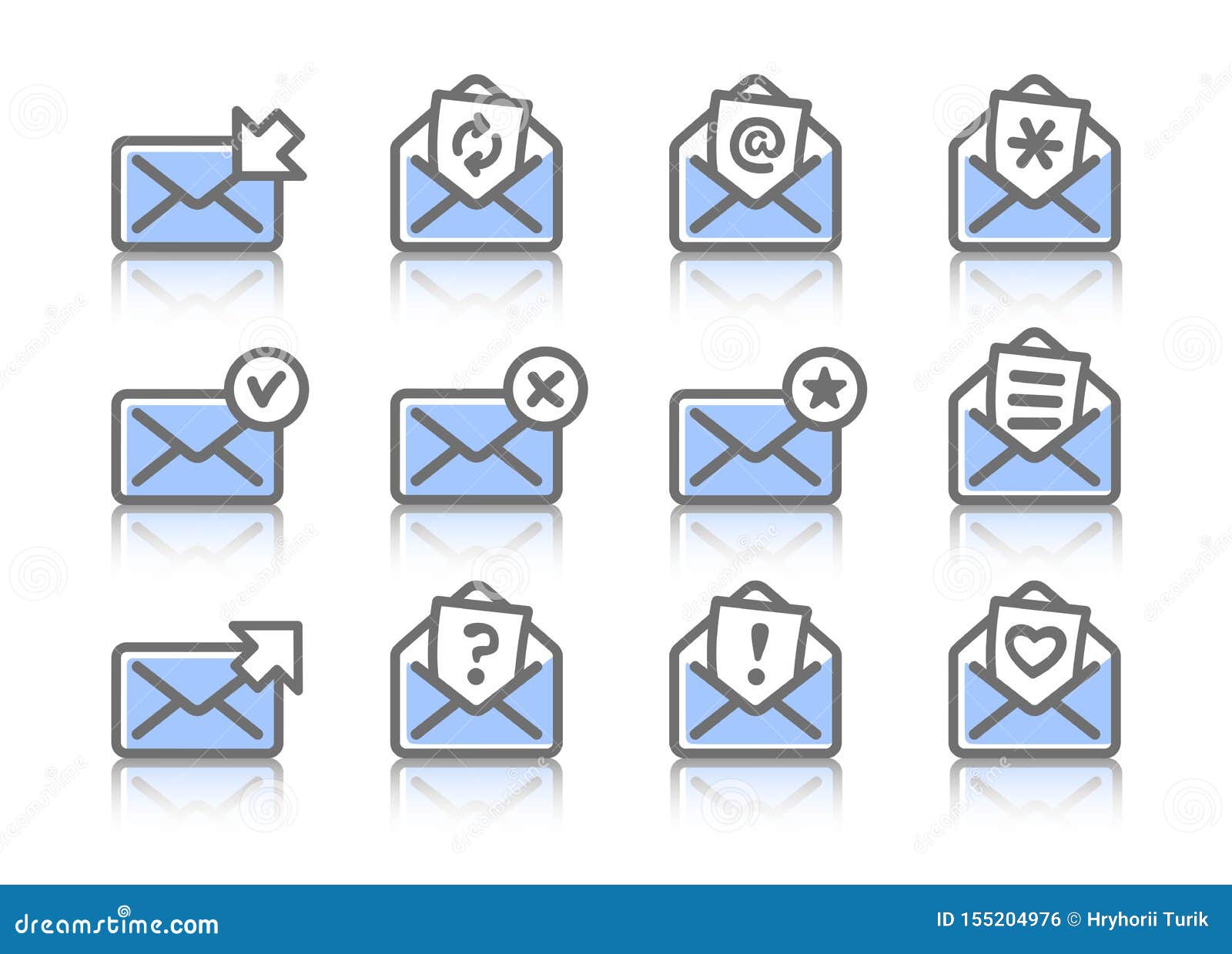 Set of Flat Email Icons Blue Series. Stock Vector - Illustration of ...