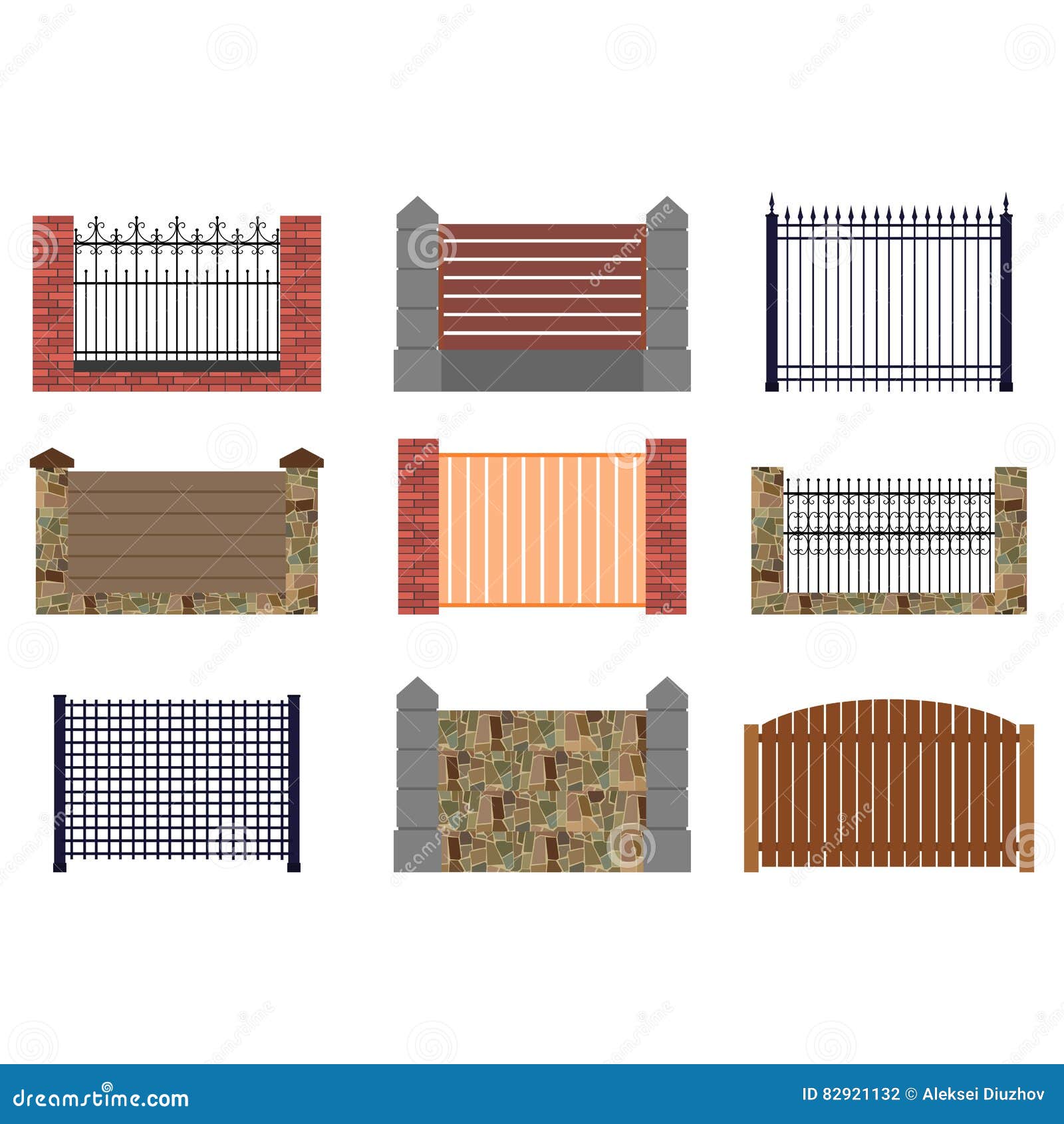 Set of Flat Fences for Infographics Stock Illustration - Illustration ...