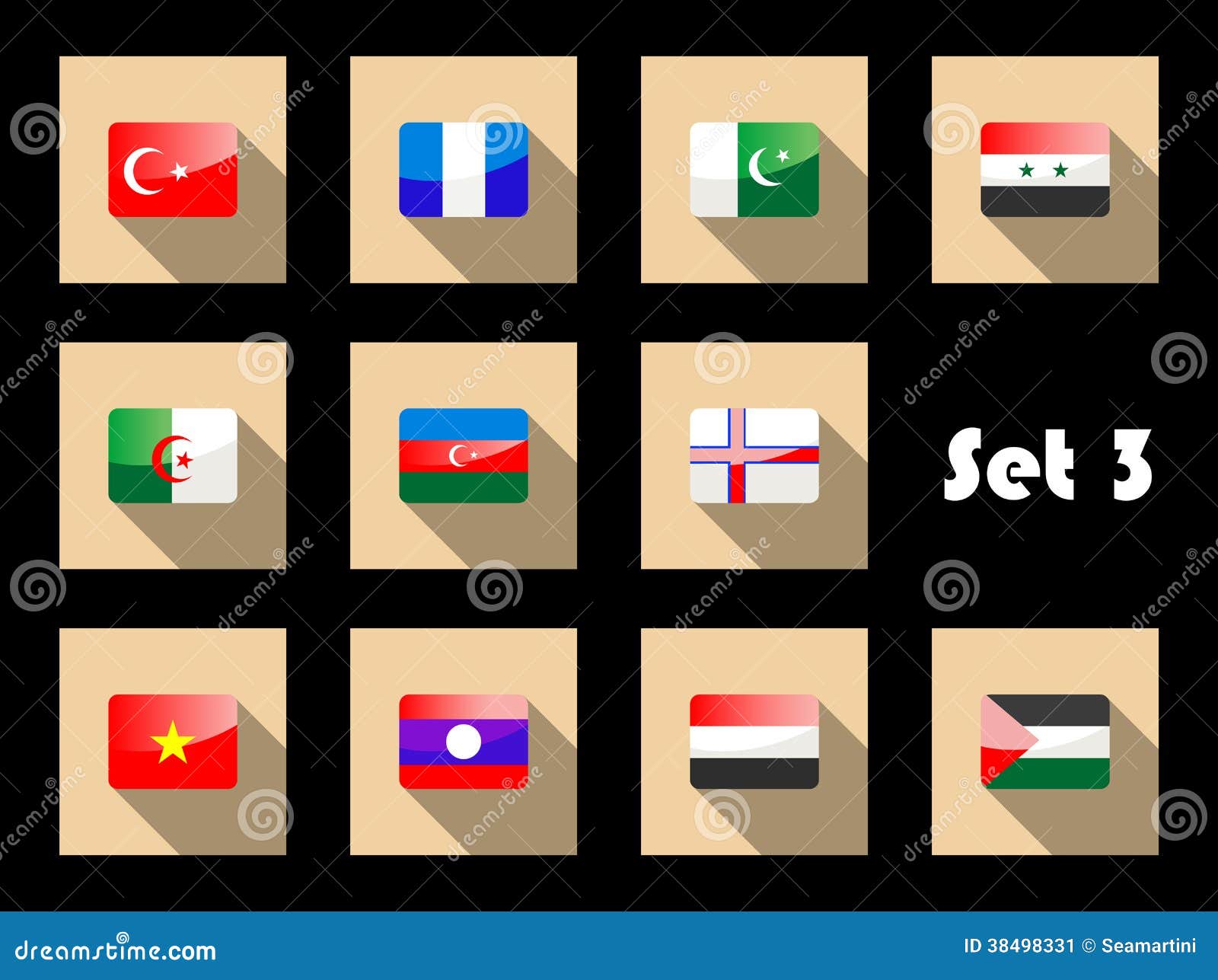 Set of Flat Flag Icons of Eastern Countries Stock Vector - Illustration ...