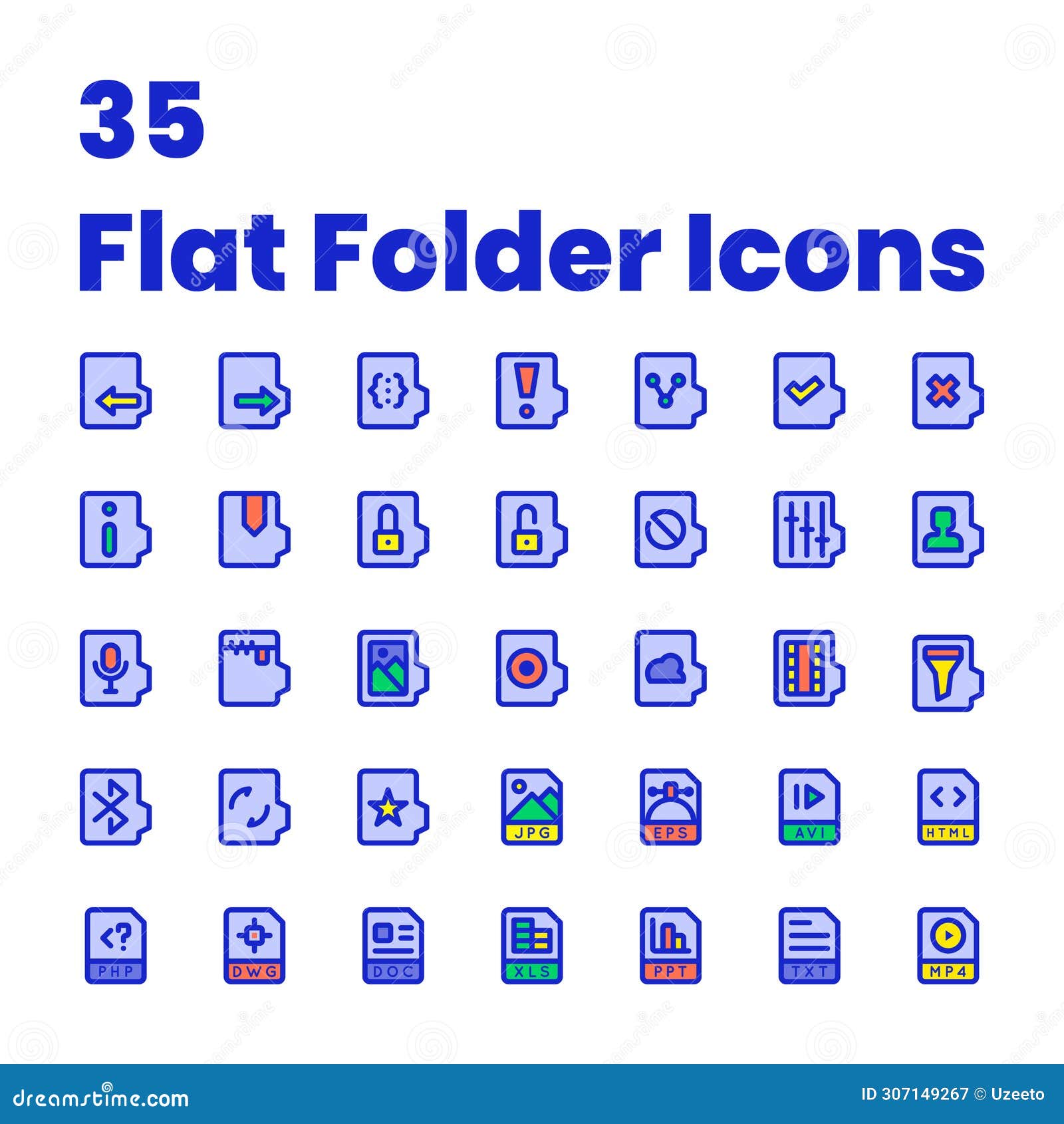 Set Flat Folder Icons Interfaces Stock Vector - Illustration of share ...