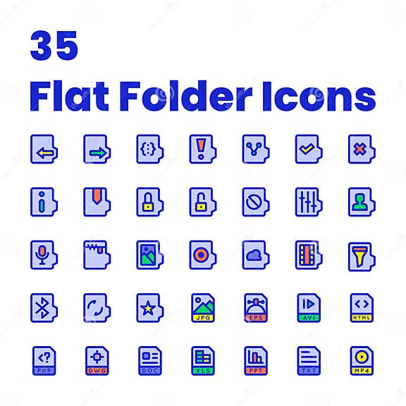 Set Flat Folder Icons Interfaces Stock Vector - Illustration of share ...